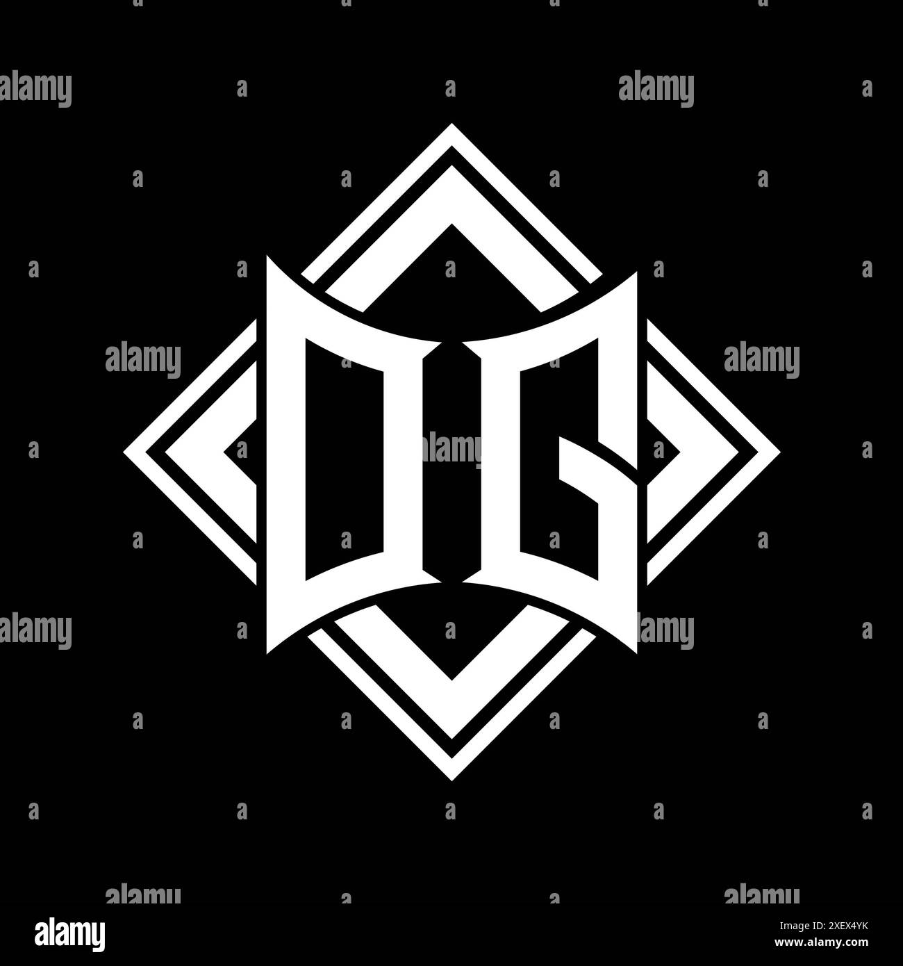 DG Letter logo with abstract shield shape with square white outline on ...