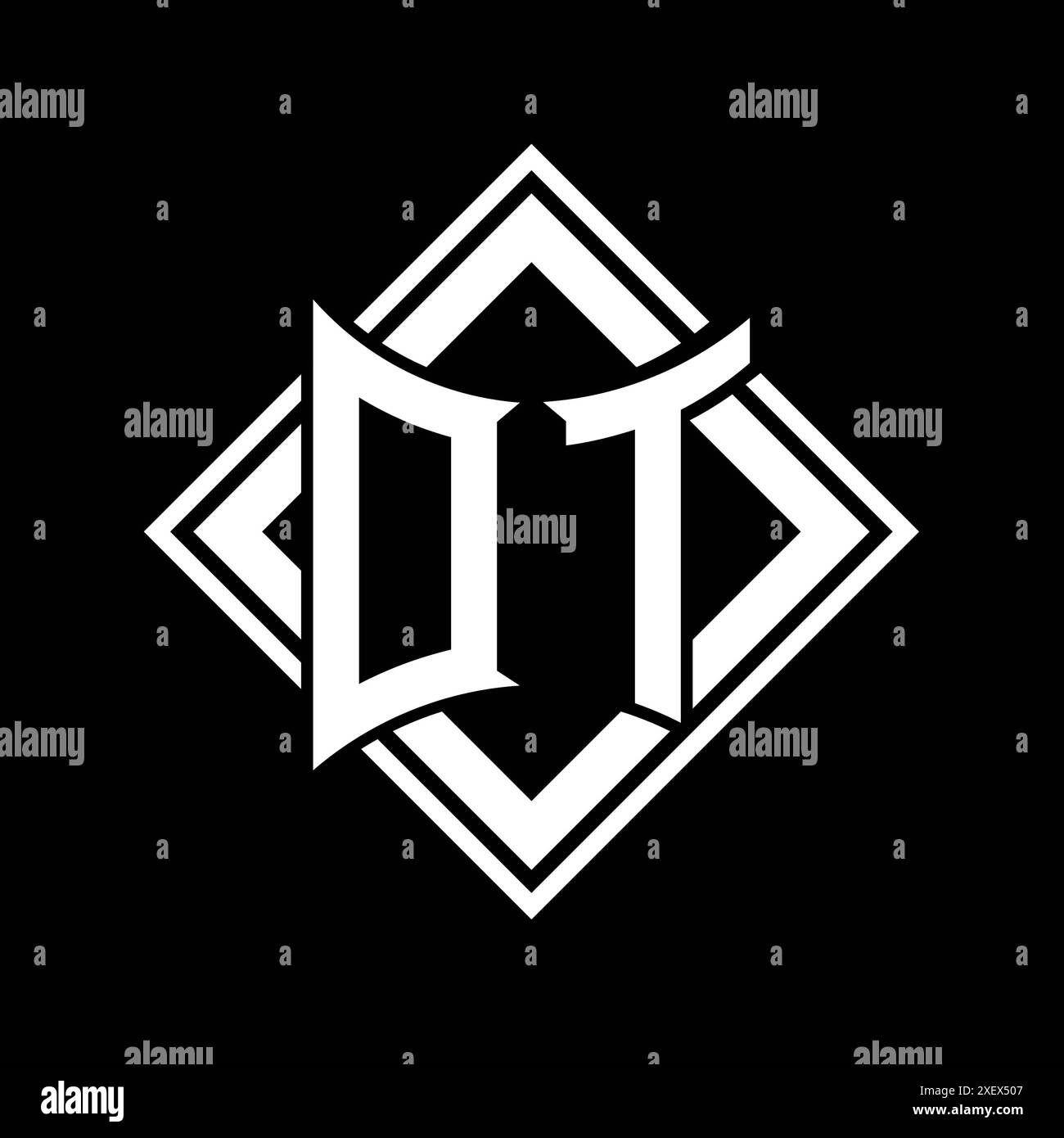 DT Letter logo with abstract shield shape with square white outline on ...