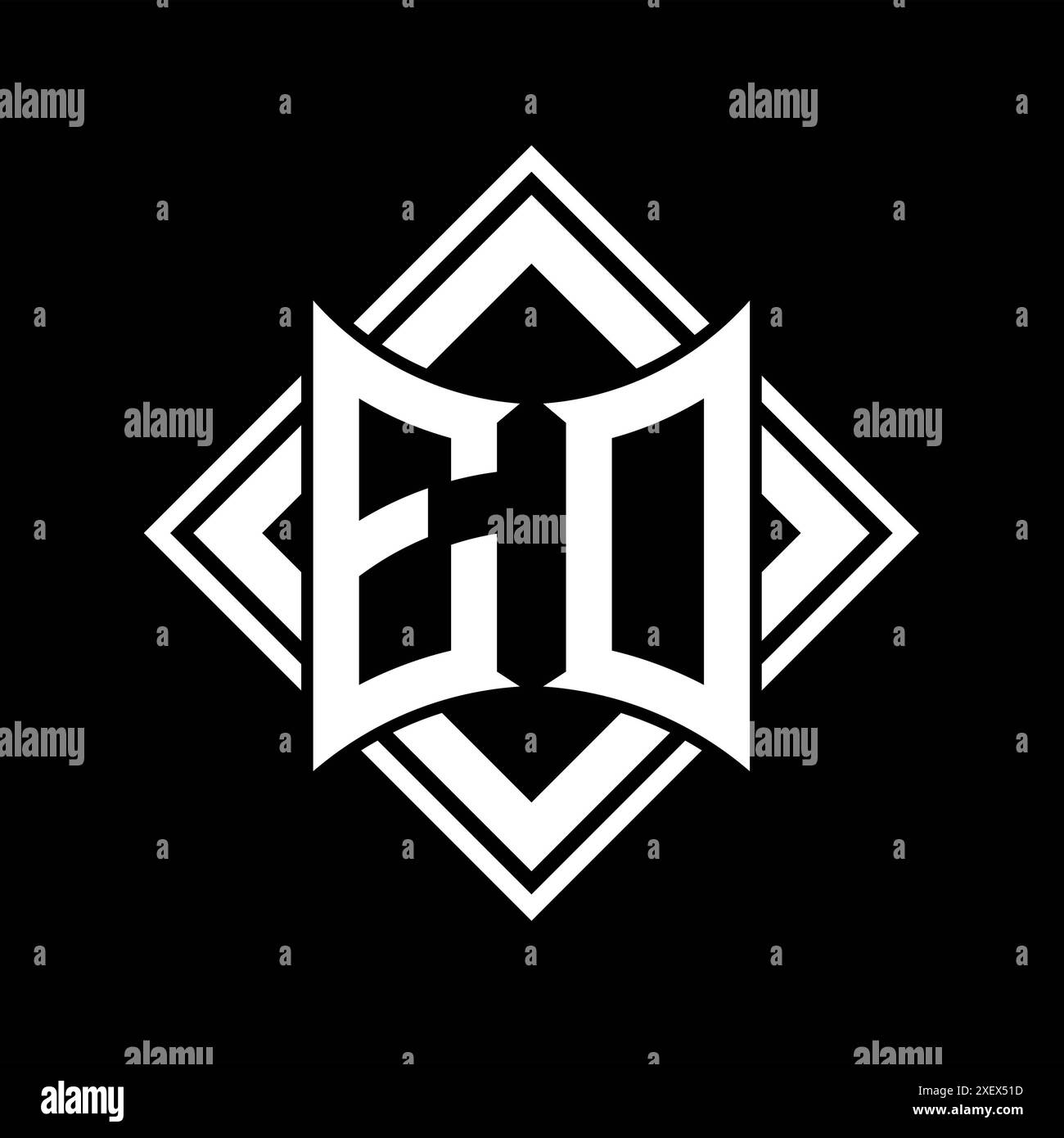 ED Letter logo with abstract shield shape with square white outline on ...