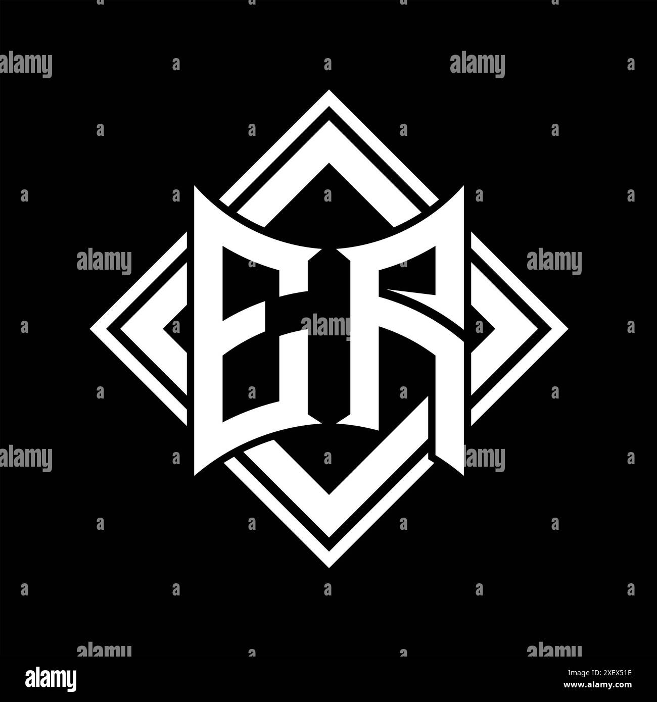 EA Letter logo with abstract shield shape with square white outline on ...