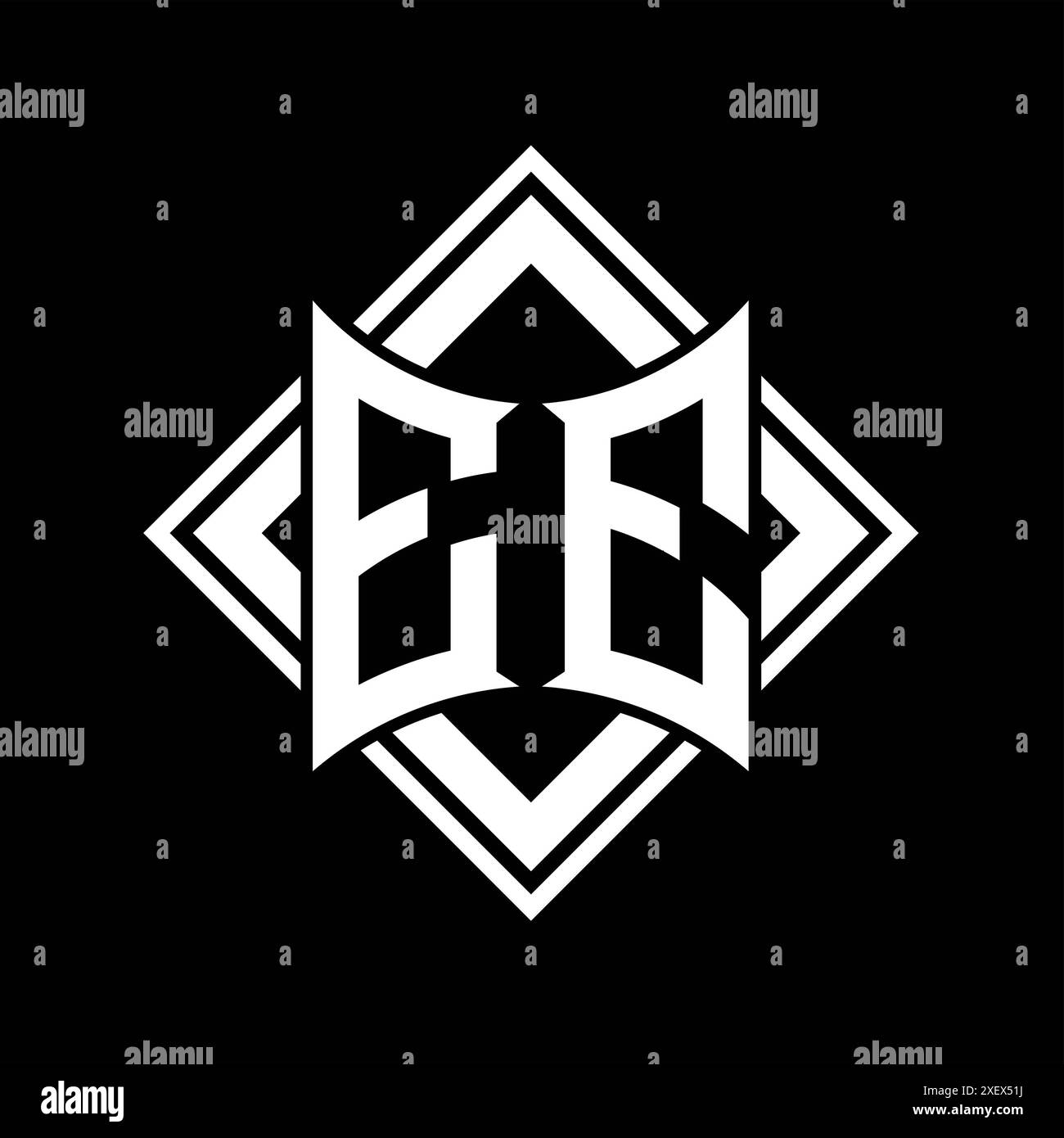 EE Letter logo with abstract shield shape with square white outline on ...
