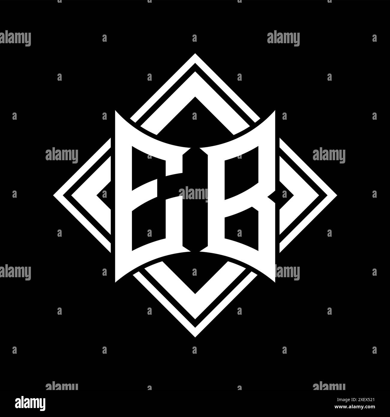 EB Letter logo with abstract shield shape with square white outline on ...