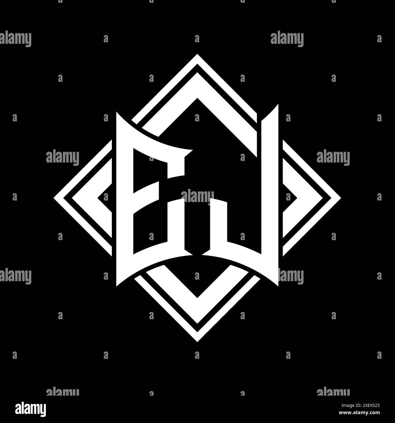 EJ Letter logo with abstract shield shape with square white outline on ...