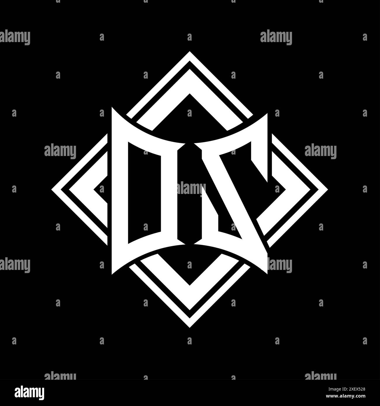 DZ Letter logo with abstract shield shape with square white outline on ...