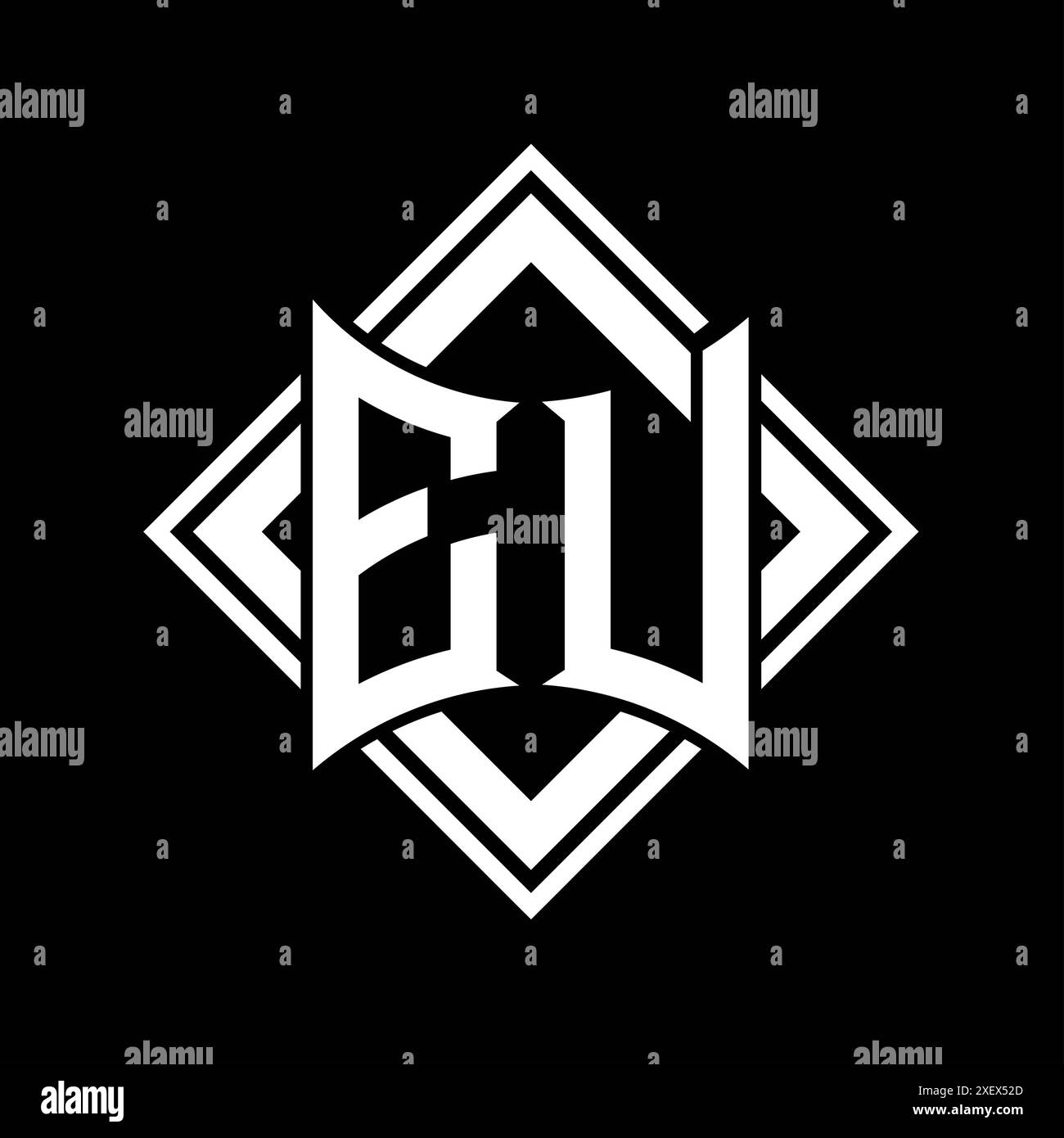 EU Letter logo with abstract shield shape with square white outline on ...