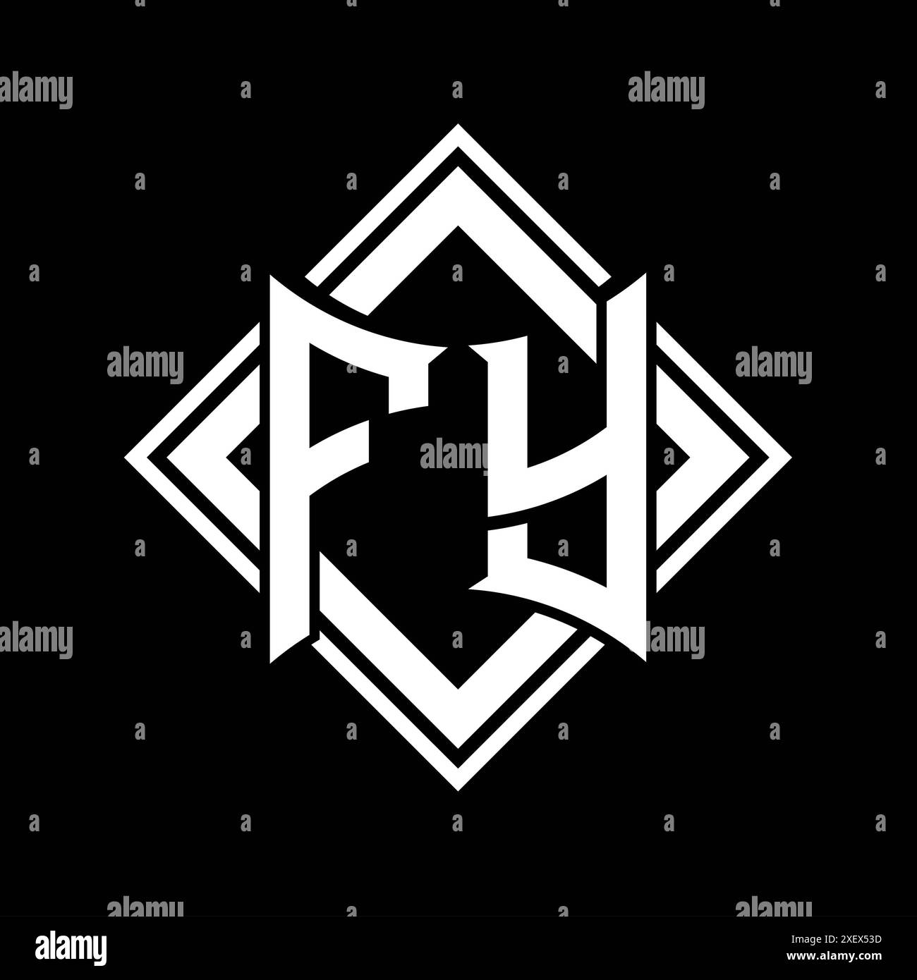 FY Letter logo with abstract shield shape with square white outline on ...