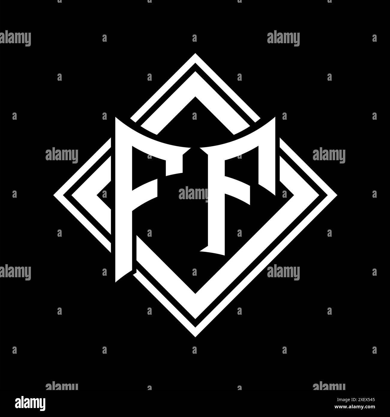 FF Letter logo with abstract shield shape with square white outline on ...