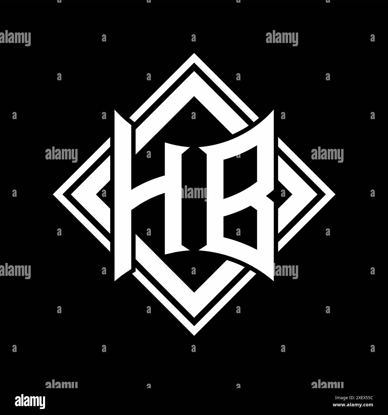 HB Letter logo with abstract shield shape with square white outline on ...