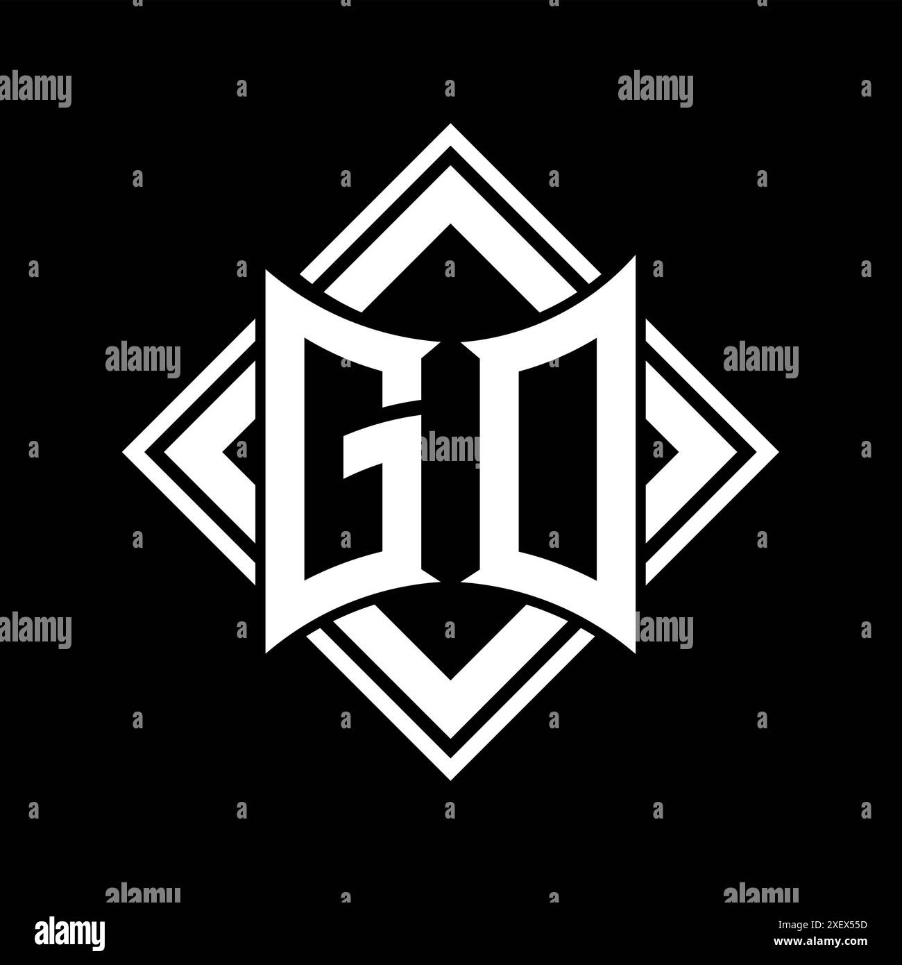 GD Letter logo with abstract shield shape with square white outline on ...