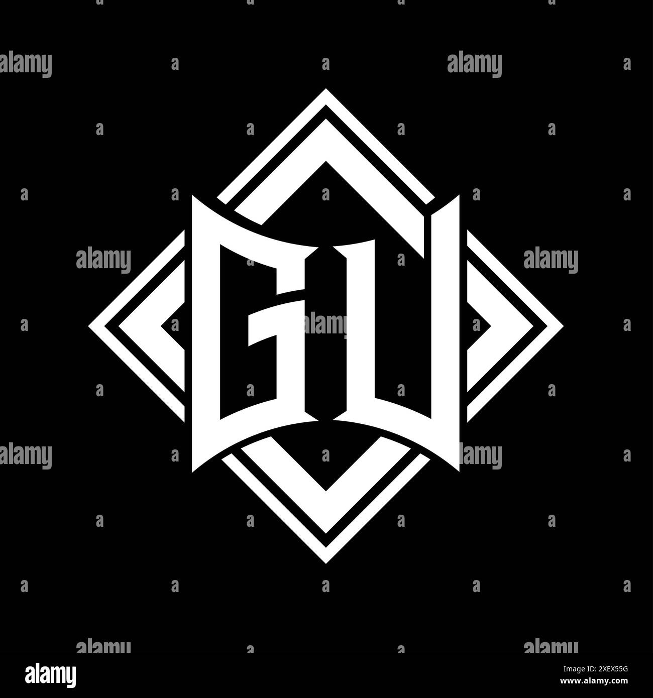 GU Letter logo with abstract shield shape with square white outline on ...