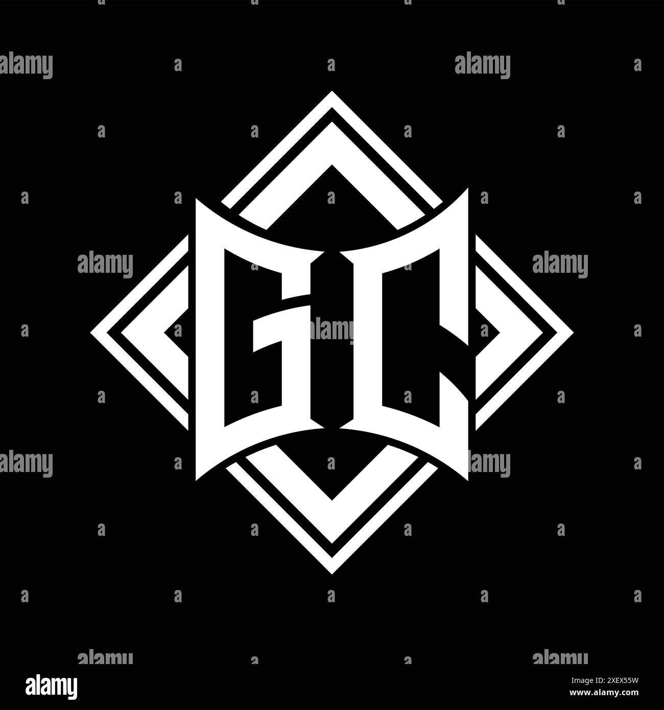 GC Letter logo with abstract shield shape with square white outline on ...