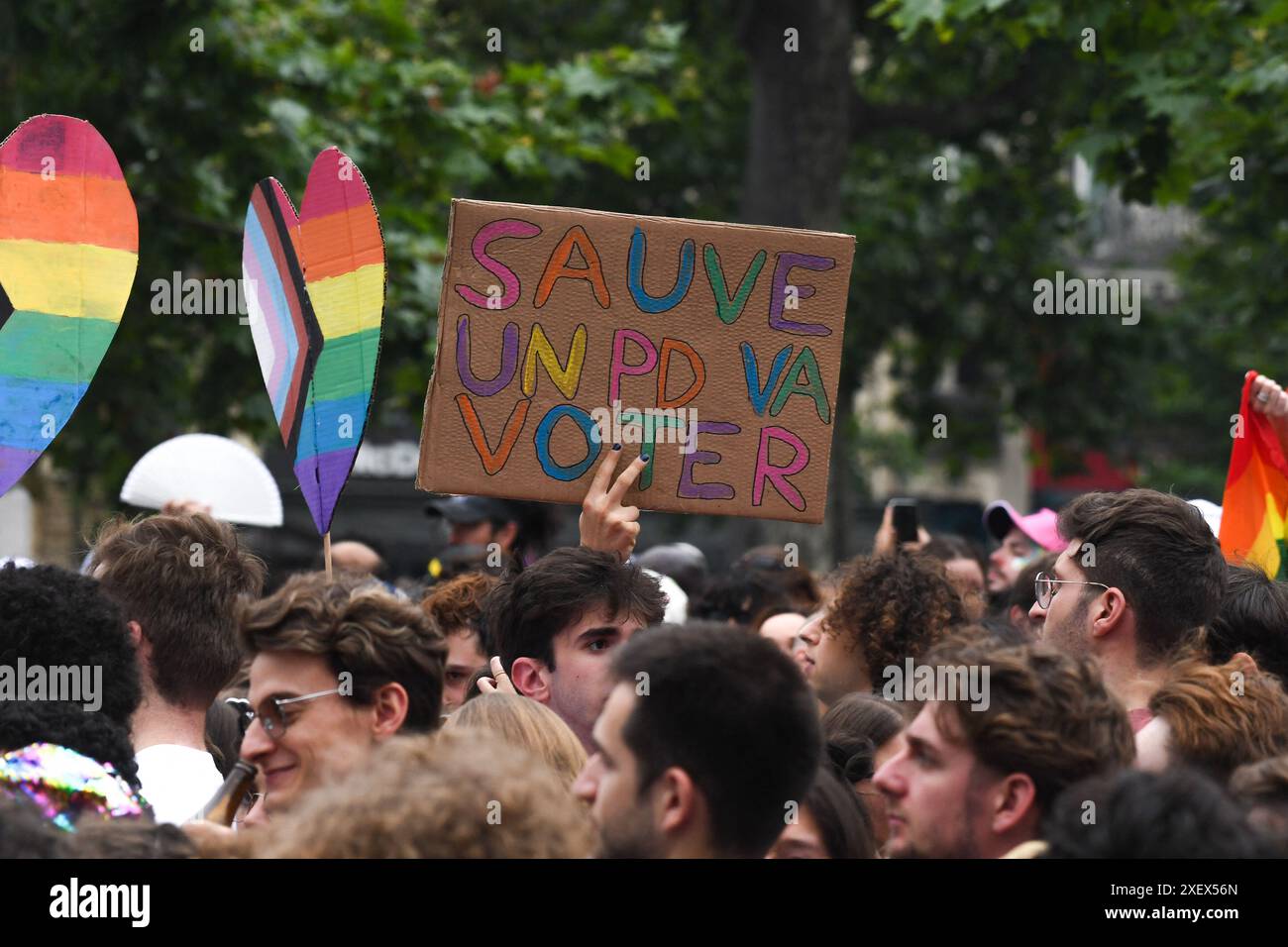 Paris, France. 29th June, 2024. People and members of the LGBTQ ...