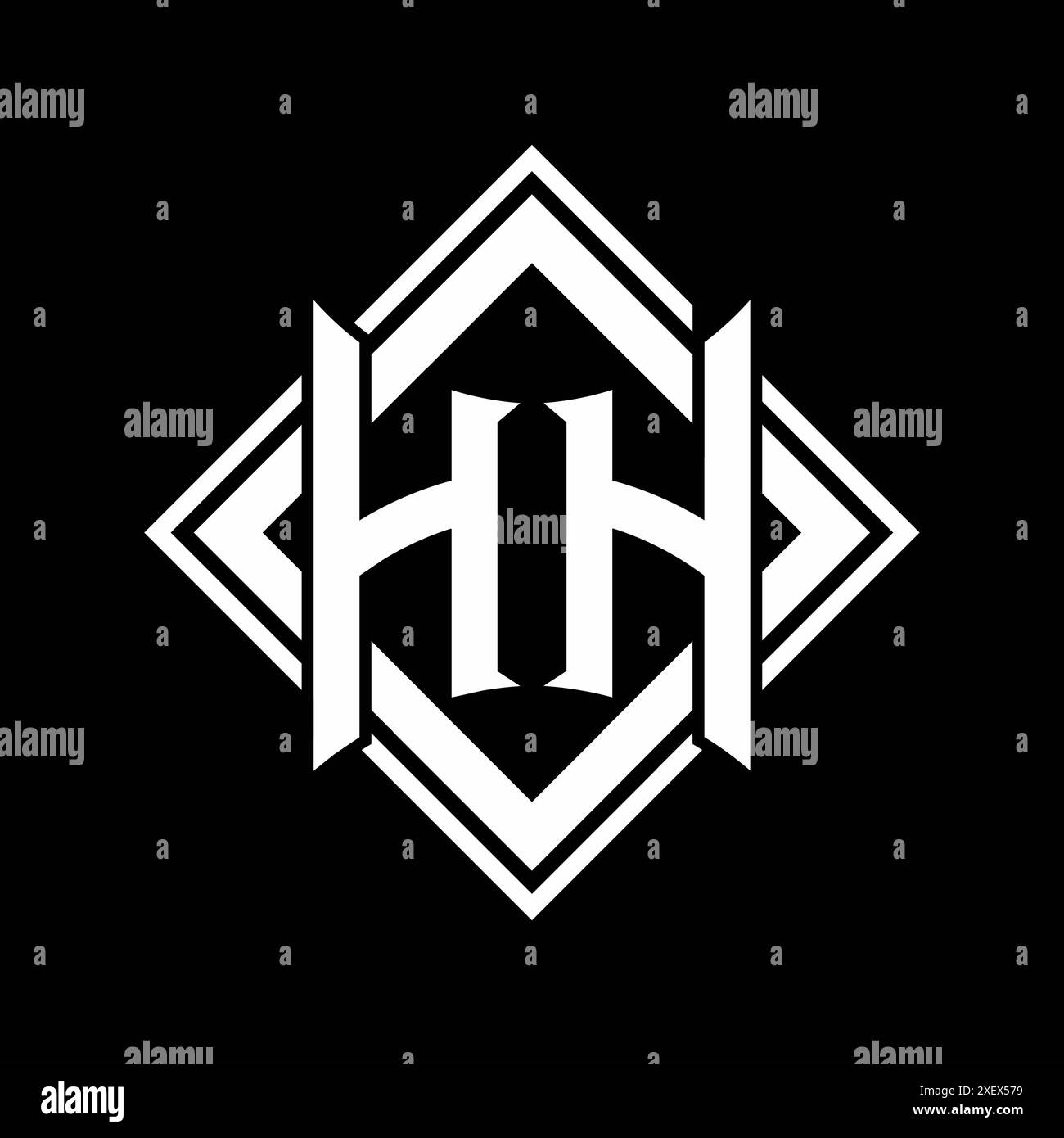HH Letter logo with abstract shield shape with square white outline on ...