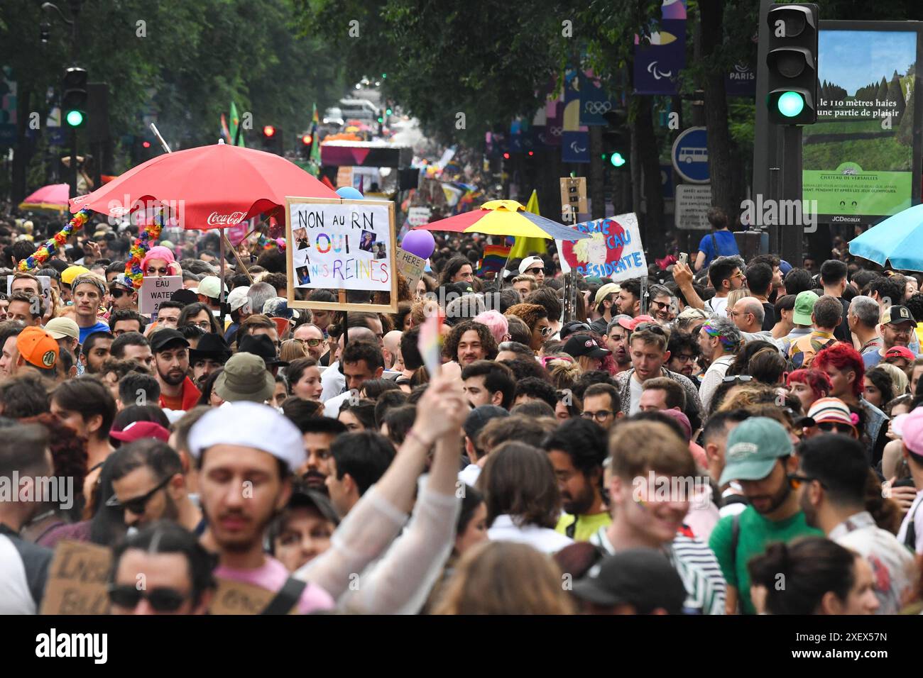 Paris, France. 29th June, 2024. People and members of the LGBTQ ...