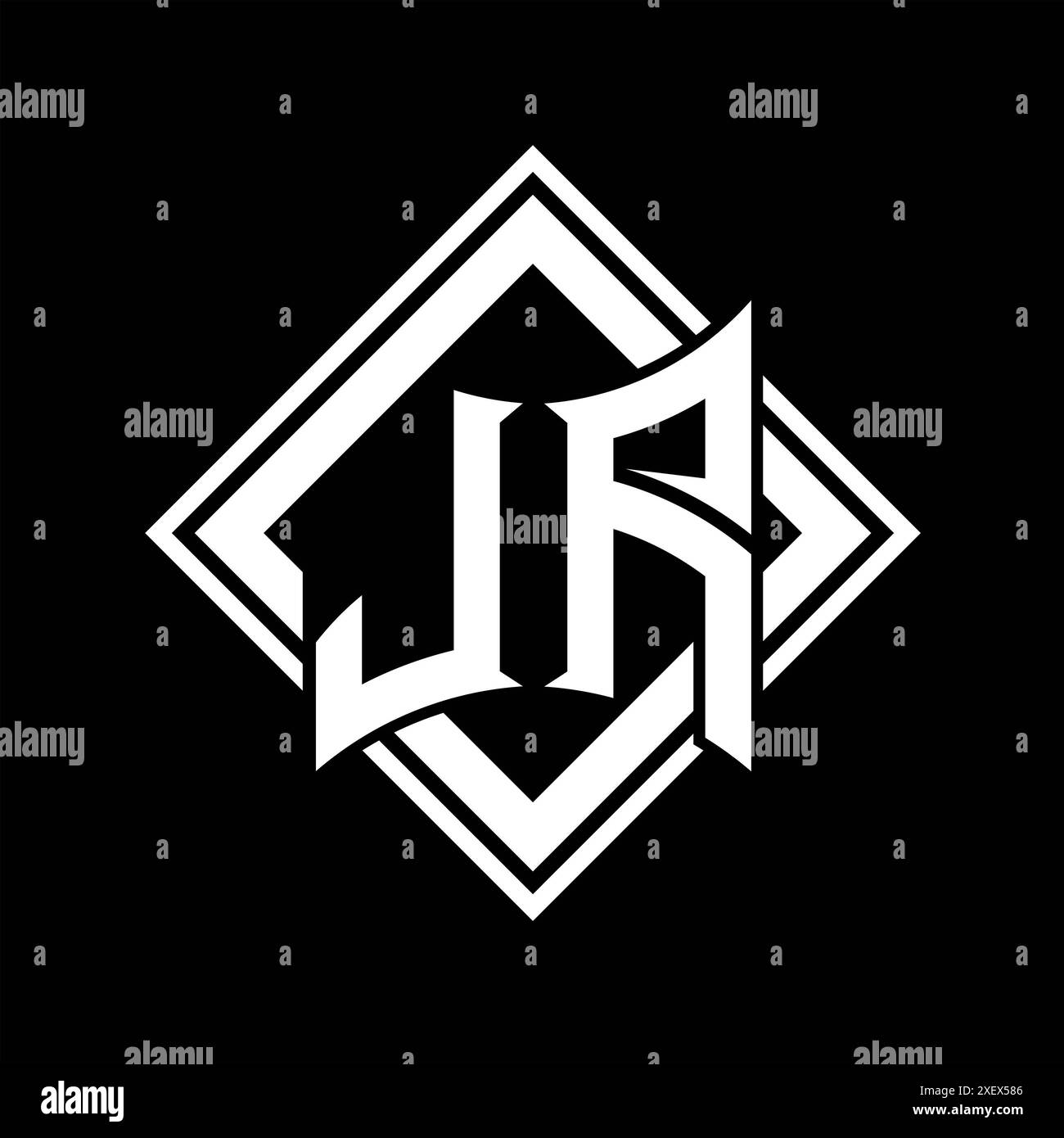 JA Letter logo with abstract shield shape with square white outline on ...