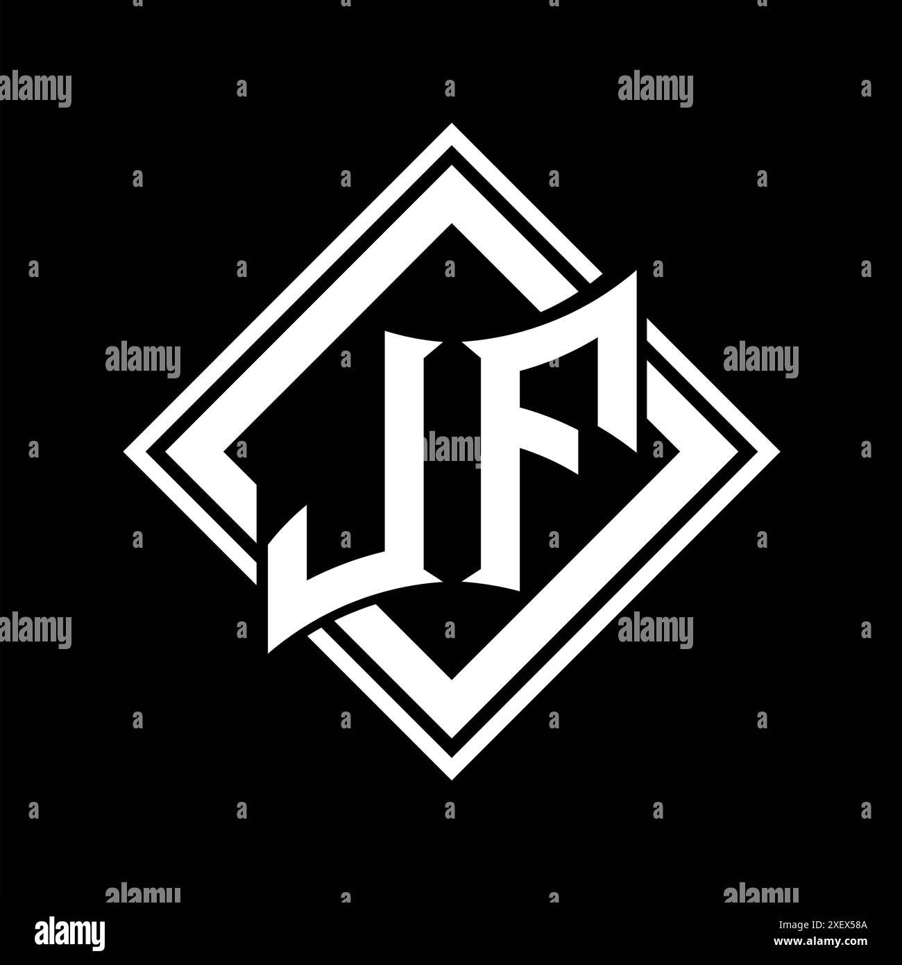 JF Letter logo with abstract shield shape with square white outline on ...