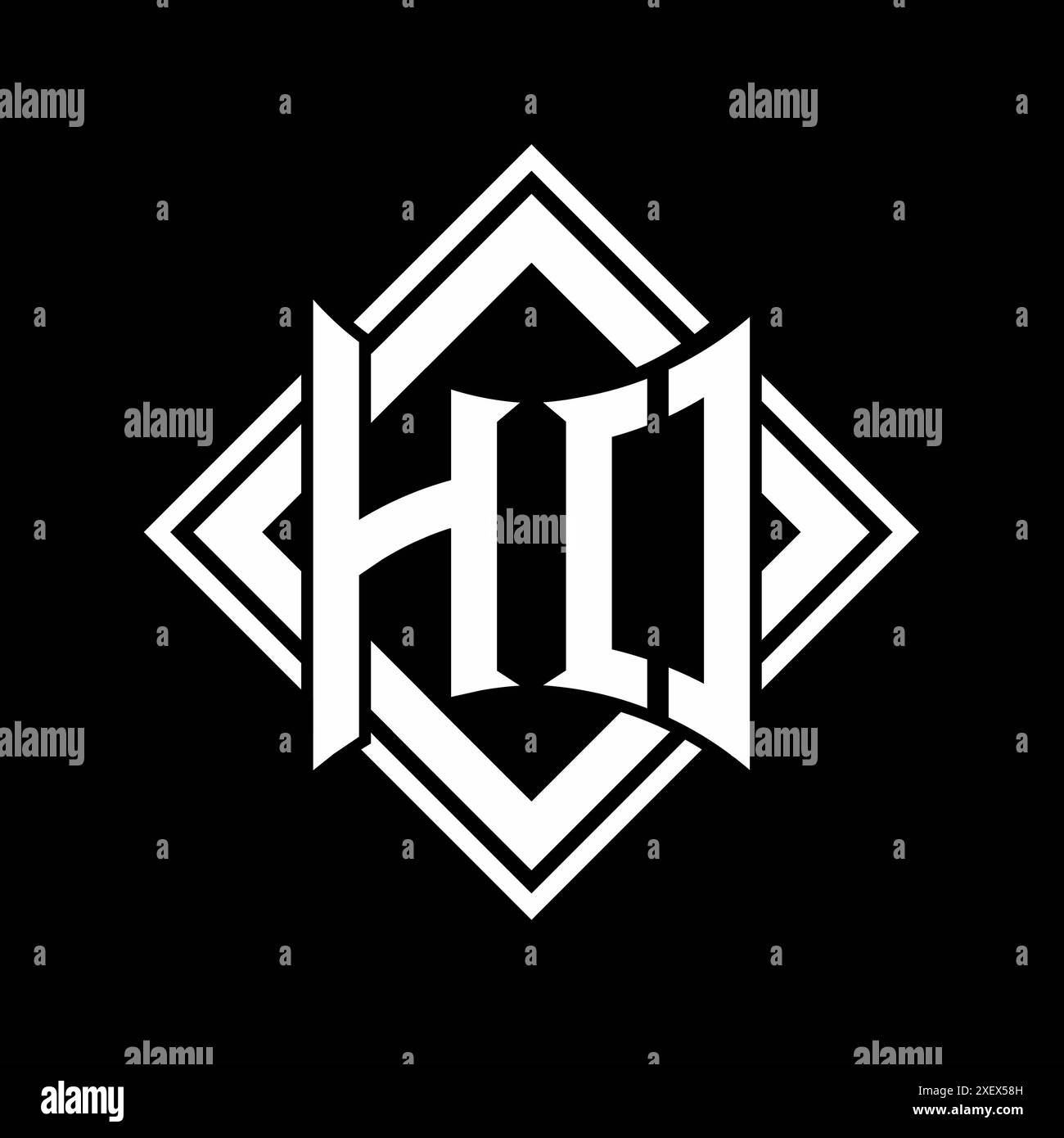 HO Letter logo with abstract shield shape with square white outline on ...