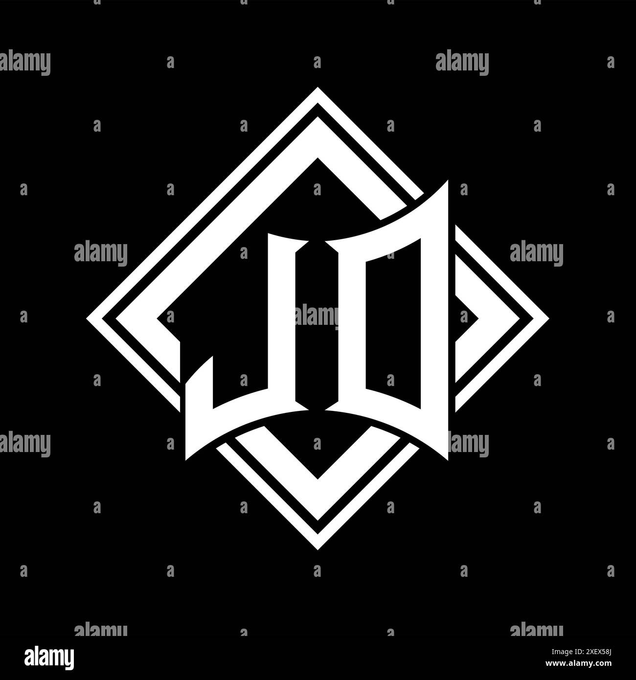 JD Letter logo with abstract shield shape with square white outline on ...