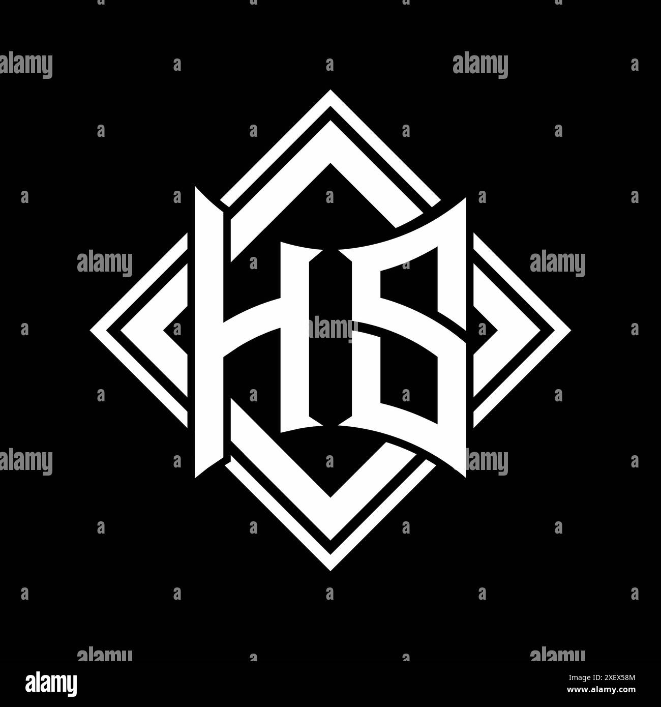 HS Letter logo with abstract shield shape with square white outline on ...