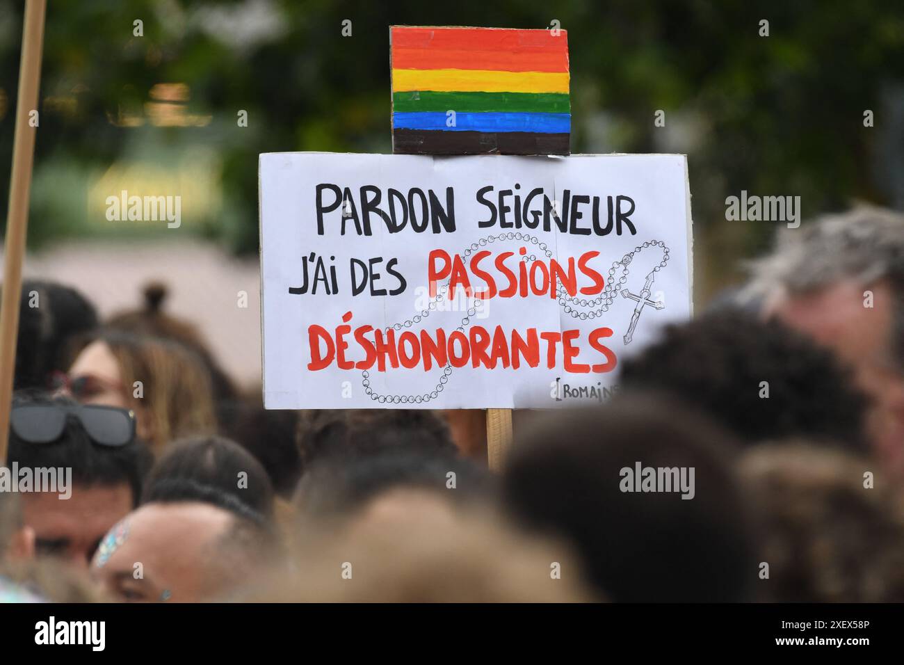Paris, France. 29th June, 2024. People and members of the LGBTQ ...