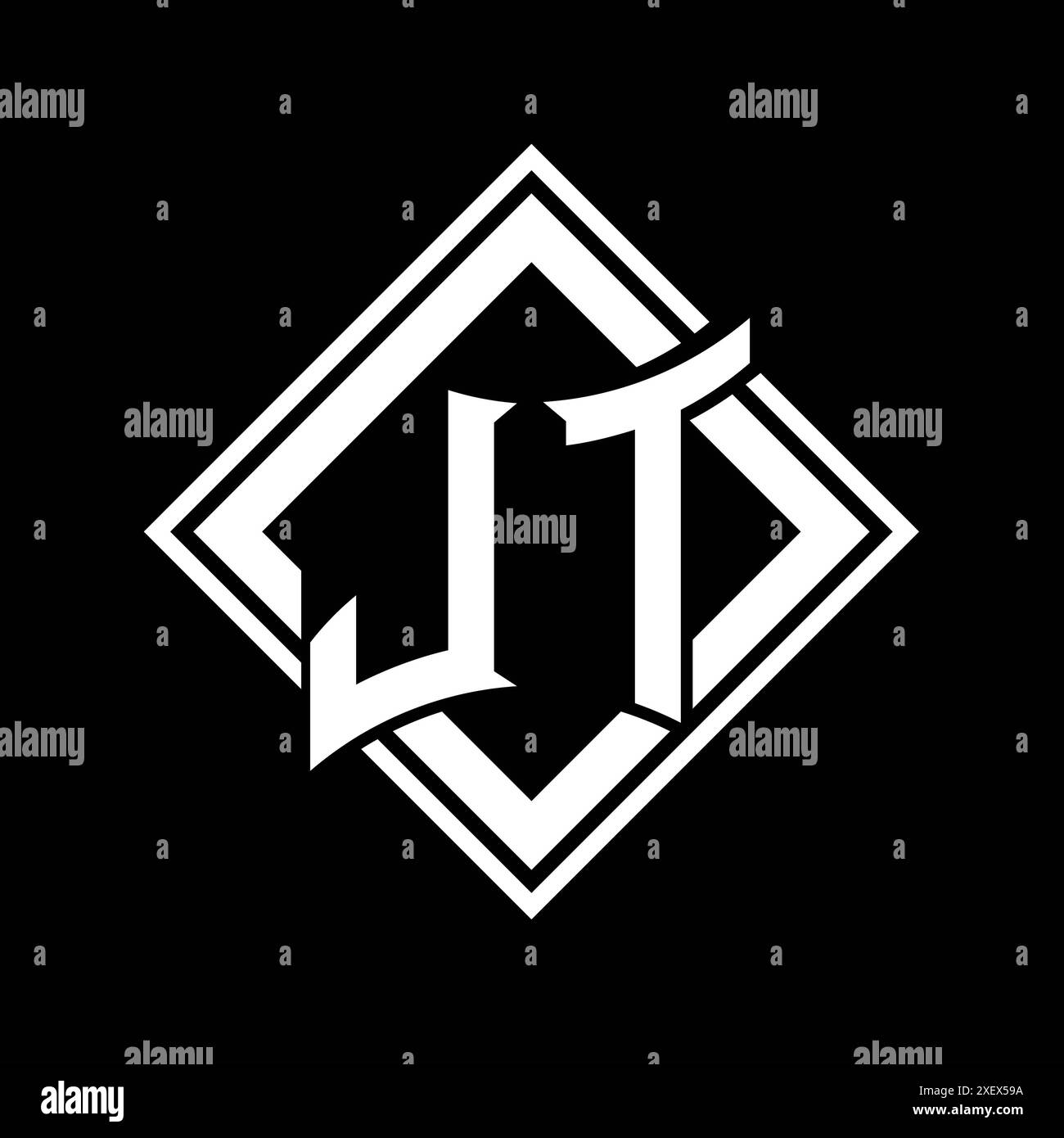 JT Letter logo with abstract shield shape with square white outline on ...