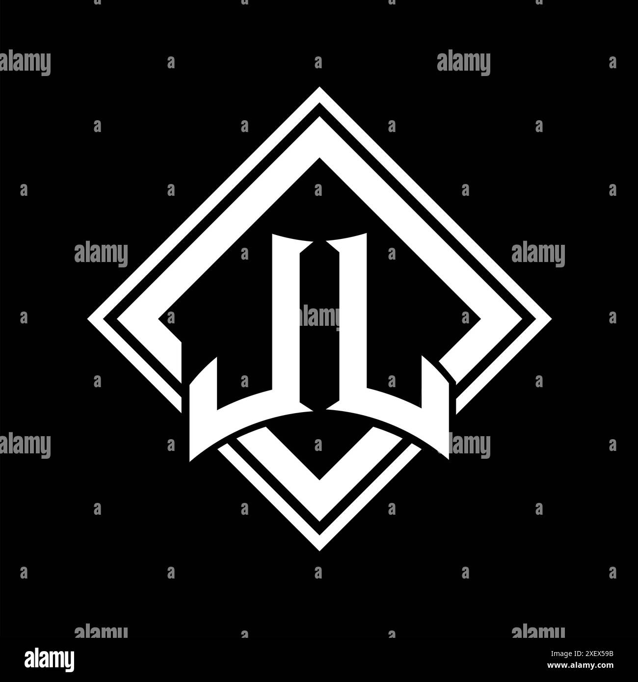 JL Letter logo with abstract shield shape with square white outline on ...
