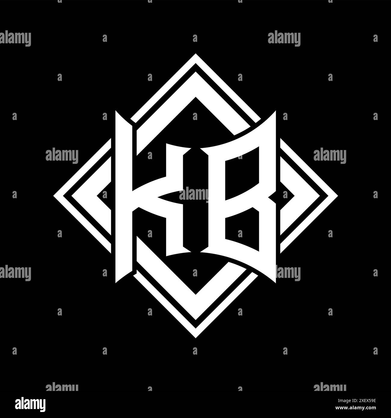 KB Letter logo with abstract shield shape with square white outline on ...