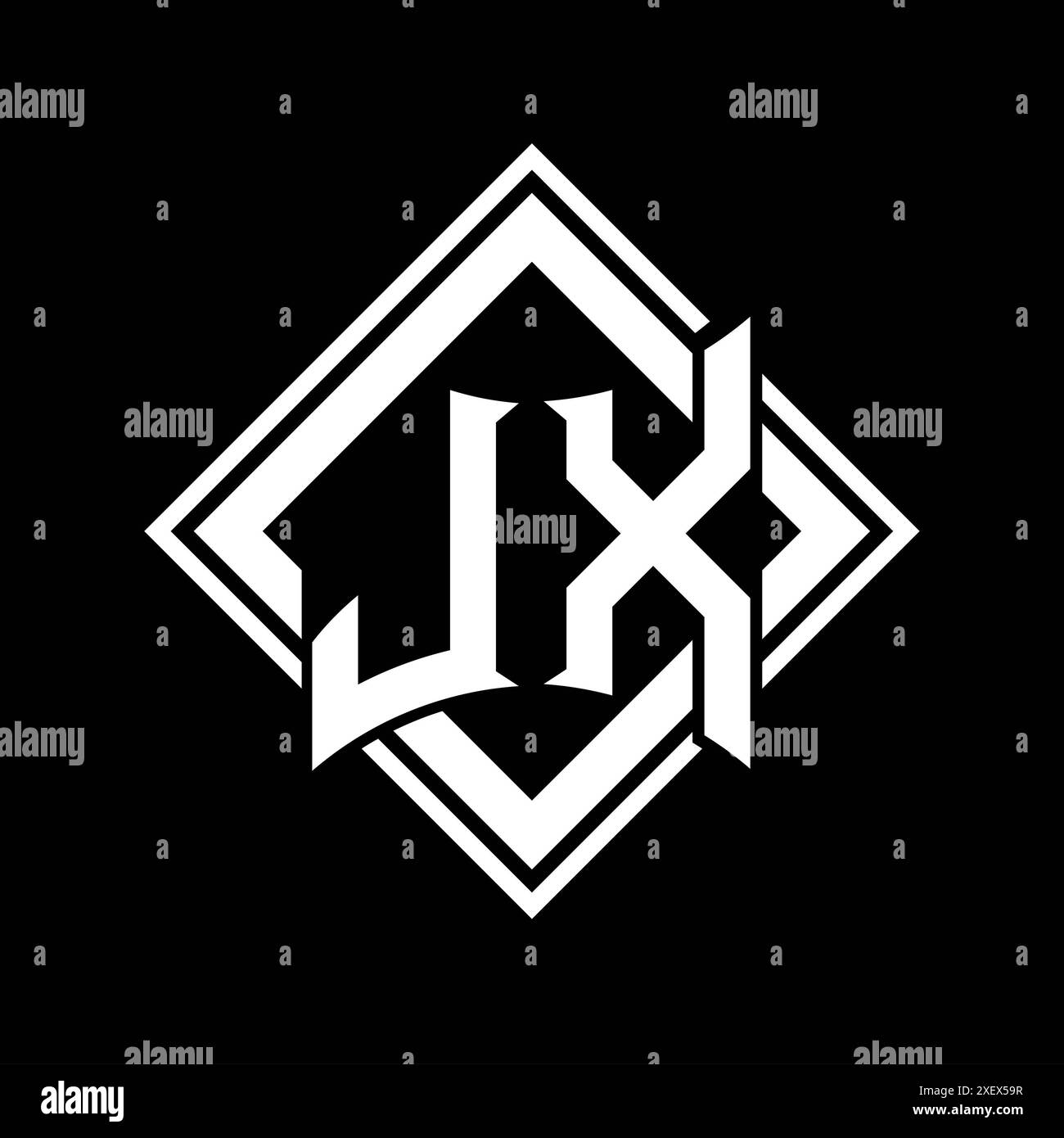 JX Letter logo with abstract shield shape with square white outline on ...