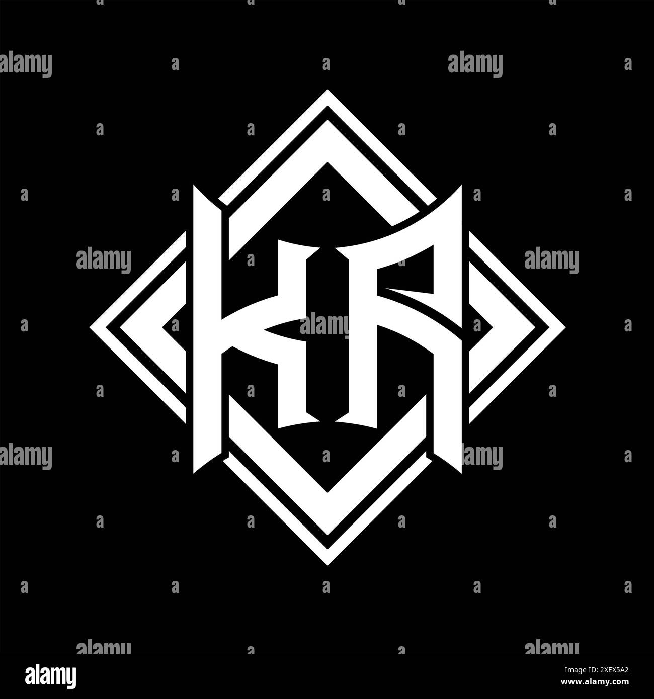 KA Letter logo with abstract shield shape with square white outline on ...