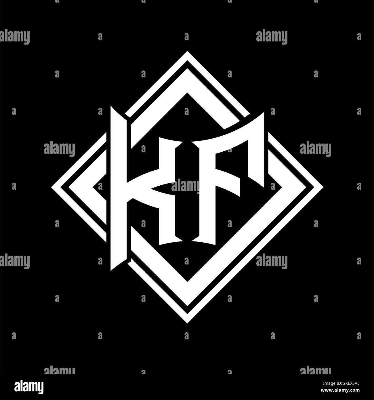 KF Letter logo with abstract shield shape with square white outline on ...