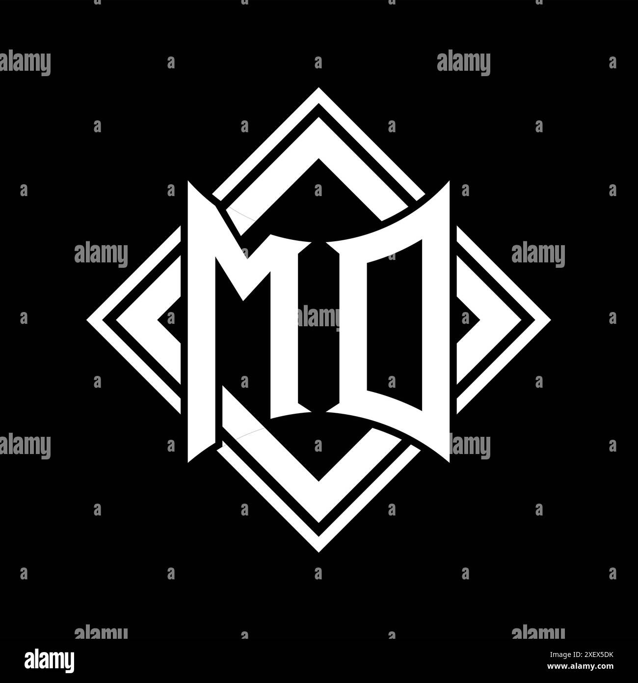 MD Letter logo with abstract shield shape with square white outline on ...