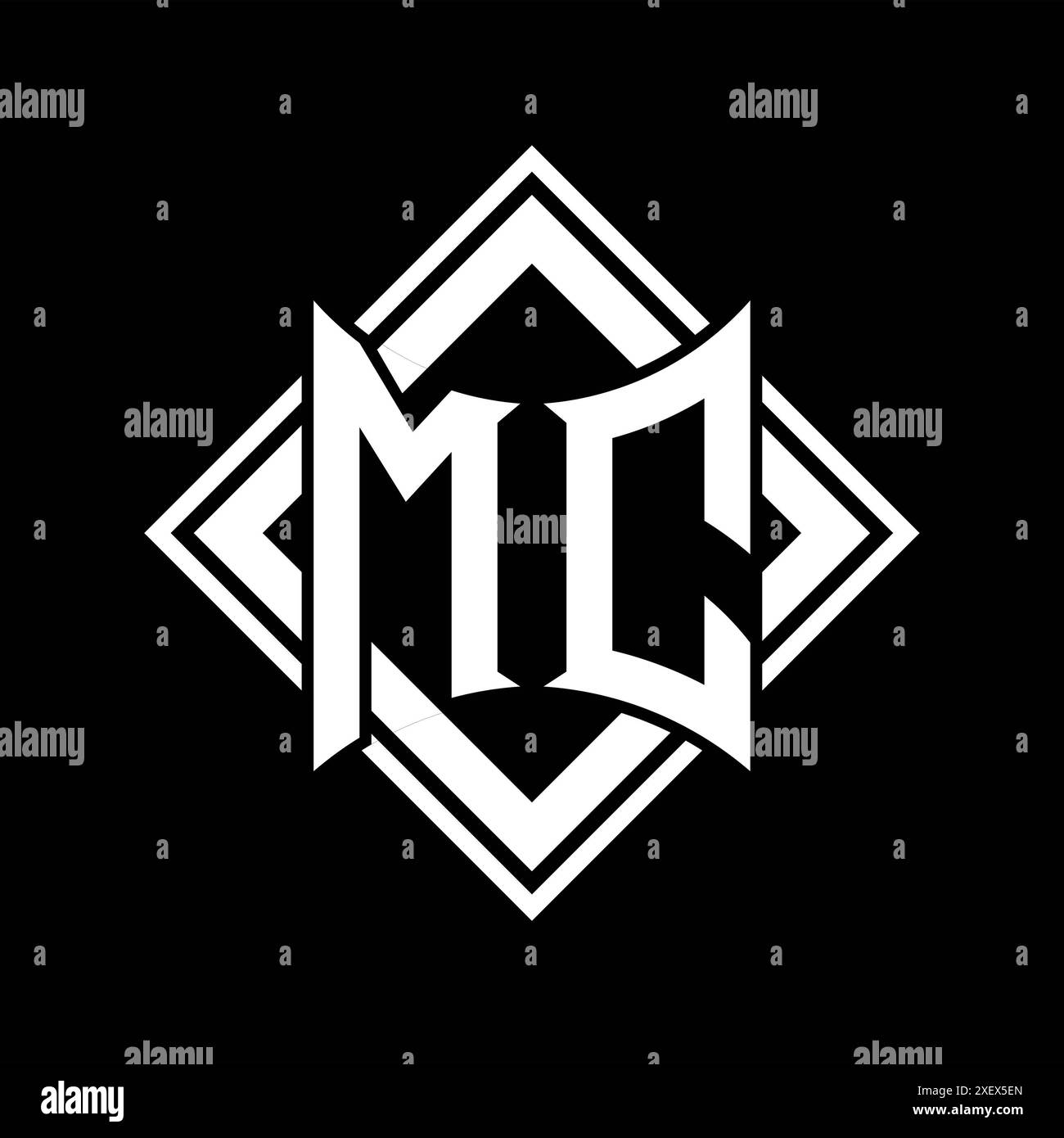 MC Letter logo with abstract shield shape with square white outline on ...