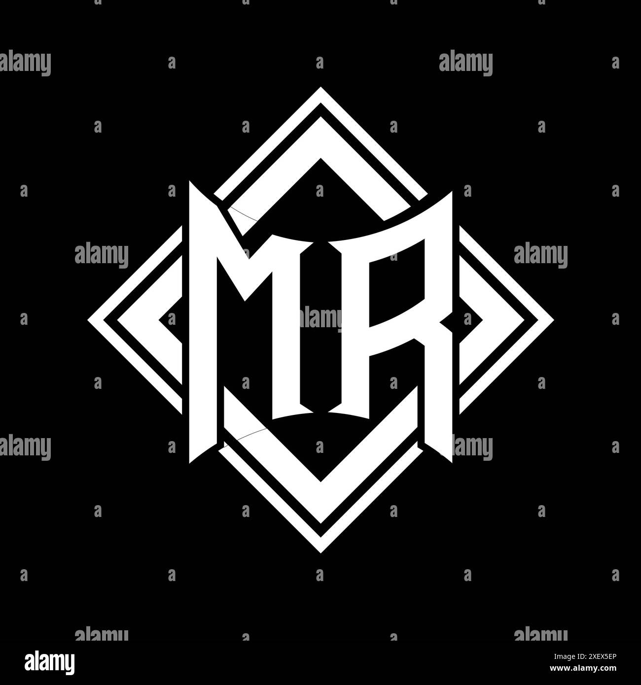 MR Letter logo with abstract shield shape with square white outline on ...