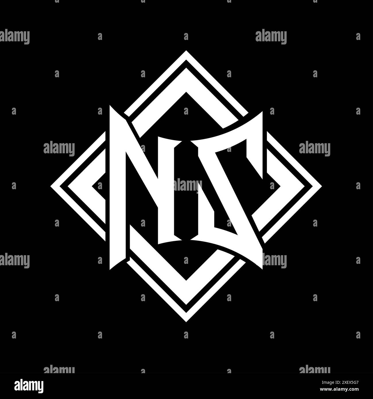 NZ Letter logo with abstract shield shape with square white outline on ...