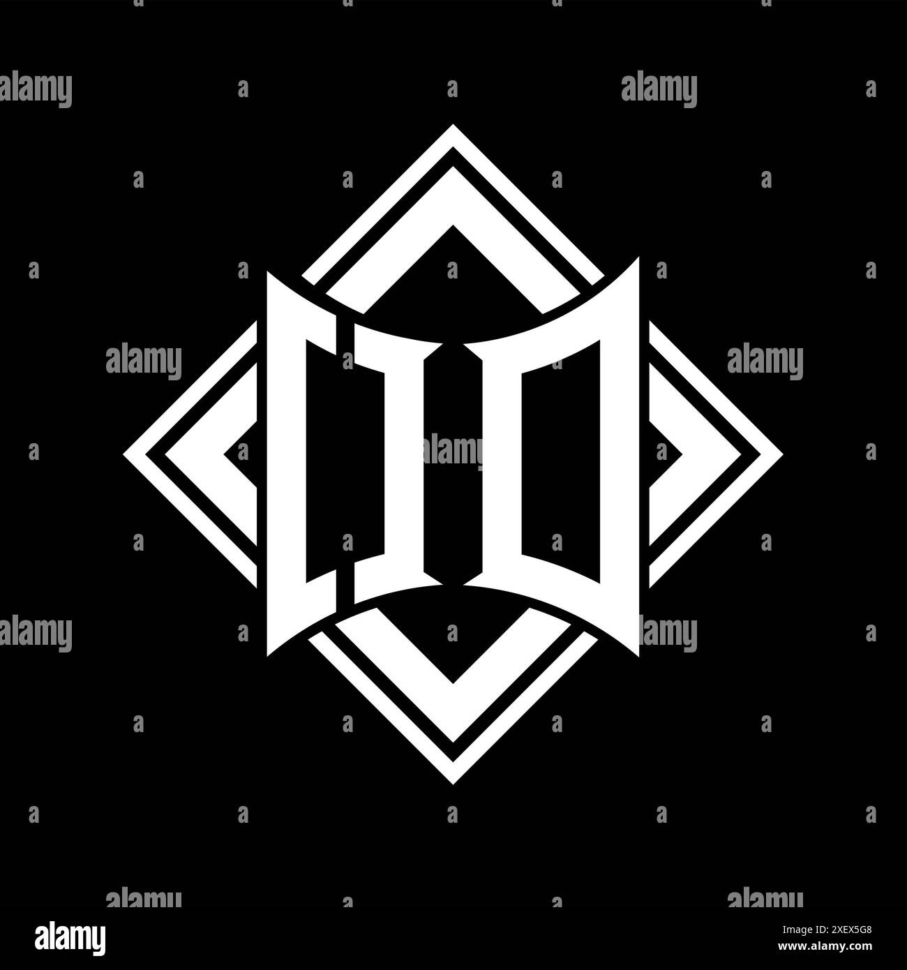 OD Letter logo with abstract shield shape with square white outline on ...