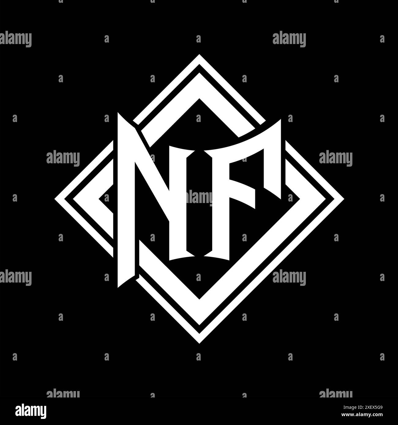 NF Letter logo with abstract shield shape with square white outline on ...