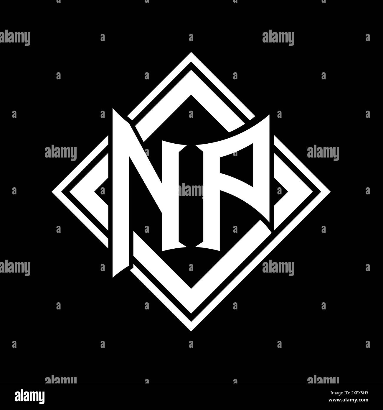 NP Letter logo with abstract shield shape with square white outline on ...