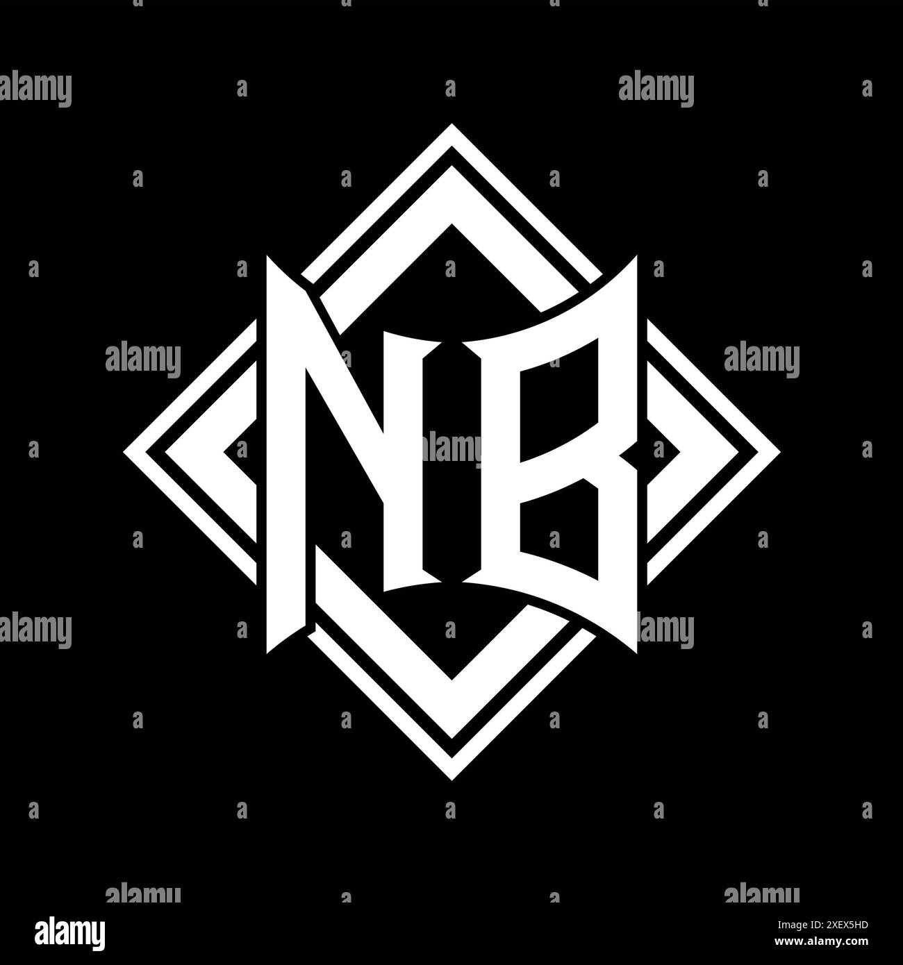 NB Letter logo with abstract shield shape with square white outline on ...