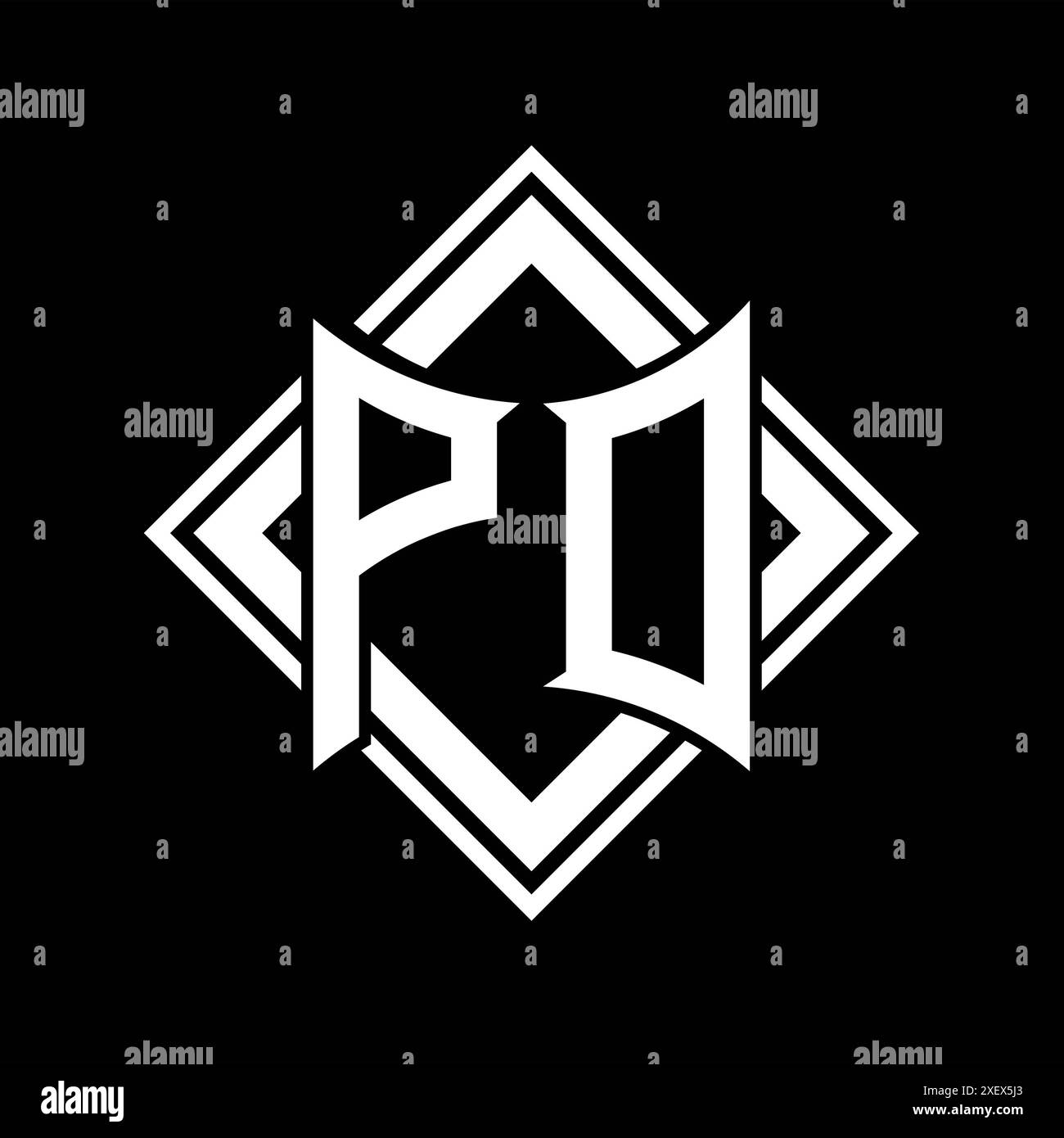 PD Letter logo with abstract shield shape with square white outline on ...