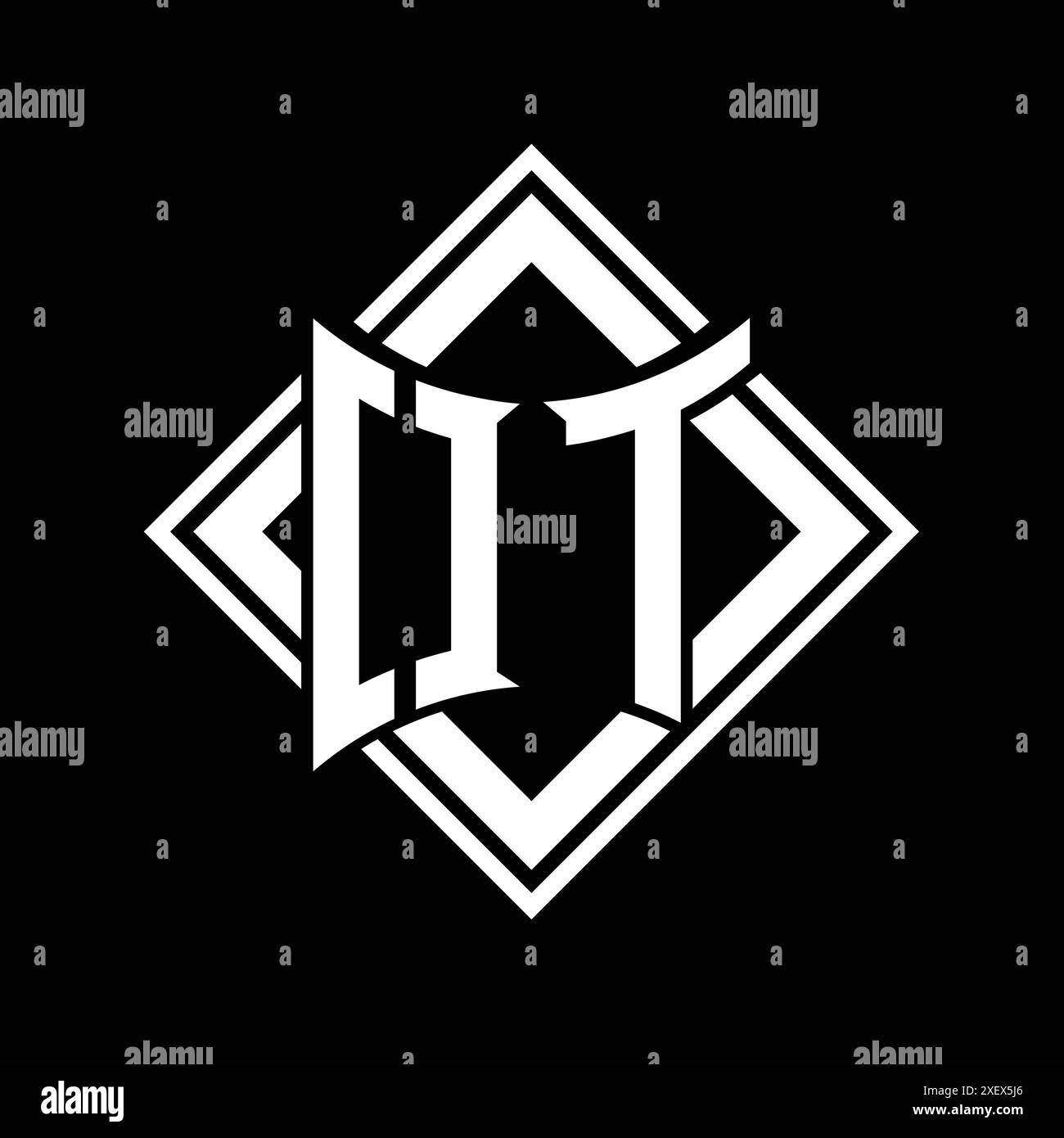 OT Letter logo with abstract shield shape with square white outline on ...