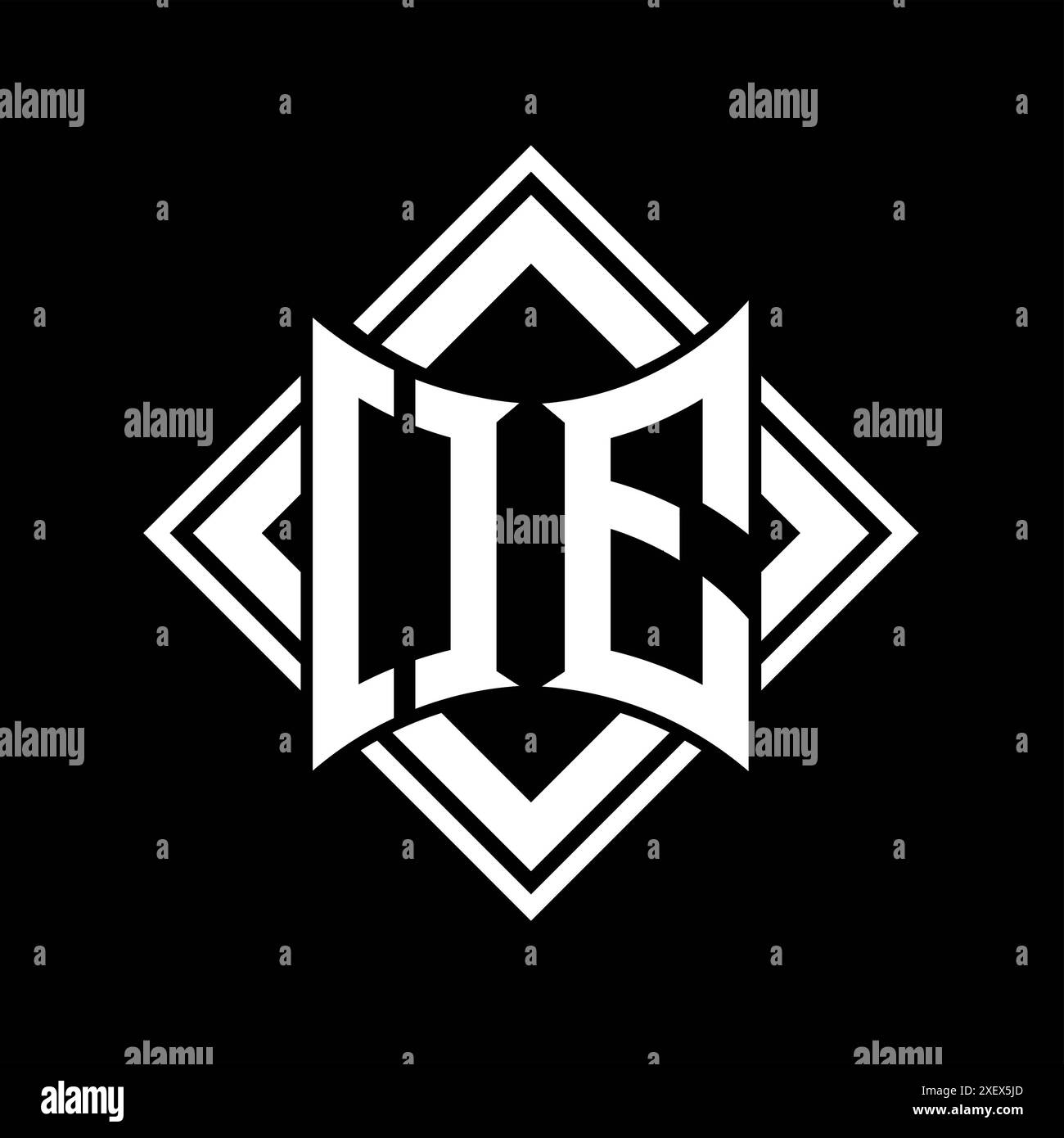 OE Letter logo with abstract shield shape with square white outline on ...