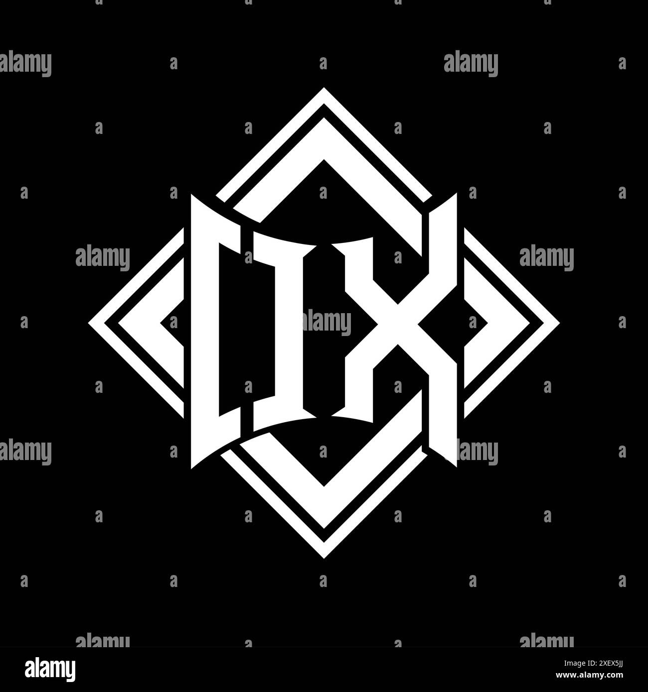 OX Letter logo with abstract shield shape with square white outline on ...