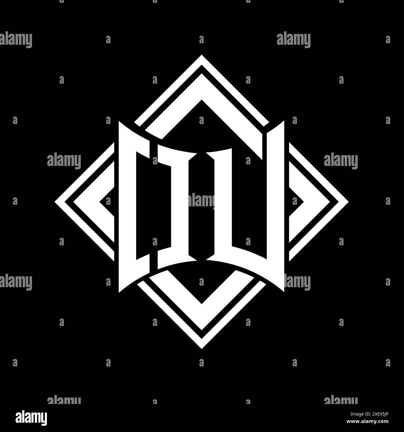 OU Letter logo with abstract shield shape with square white outline on ...