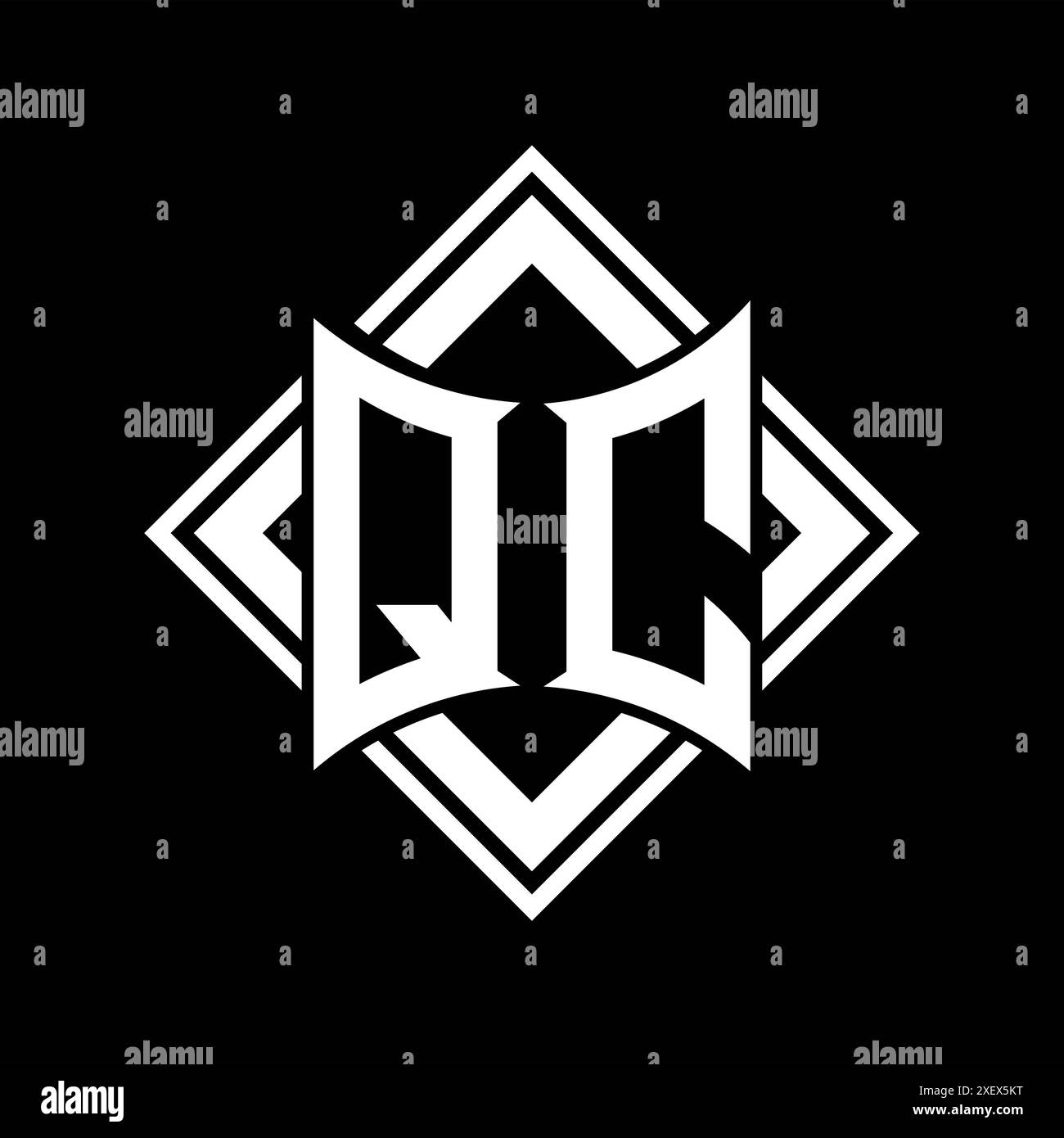 QC Letter logo with abstract shield shape with square white outline on ...