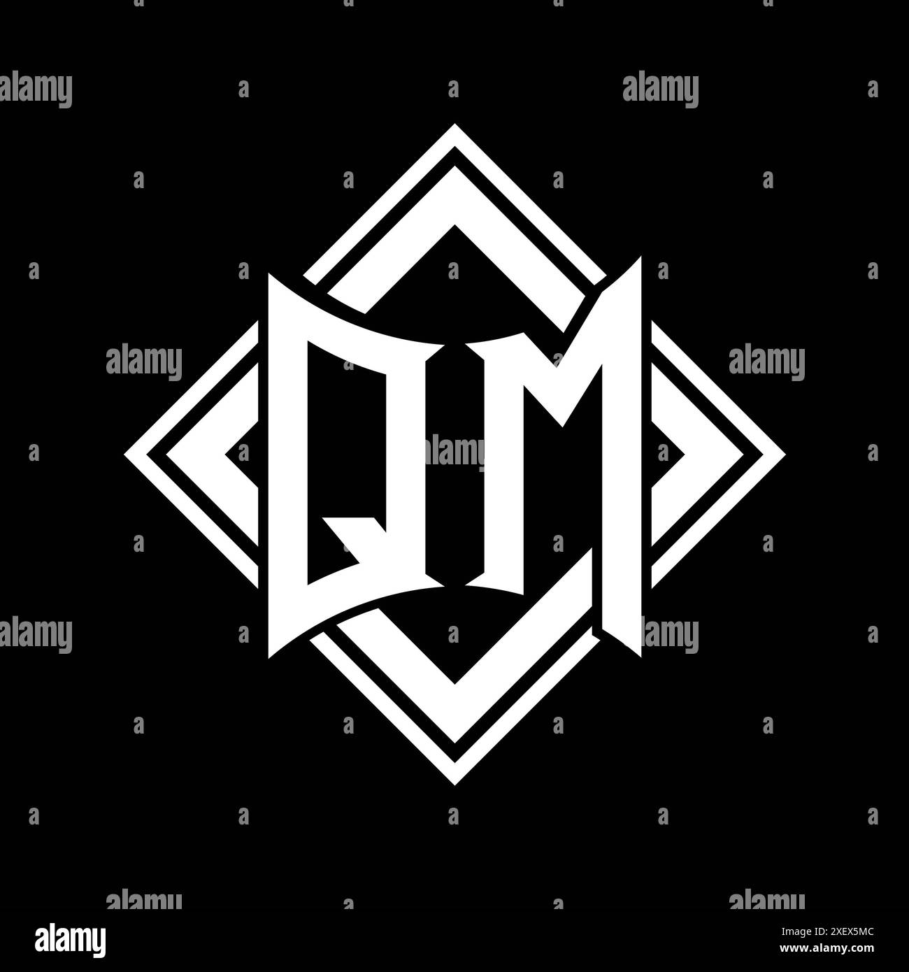 QM Letter logo with abstract shield shape with square white outline on ...