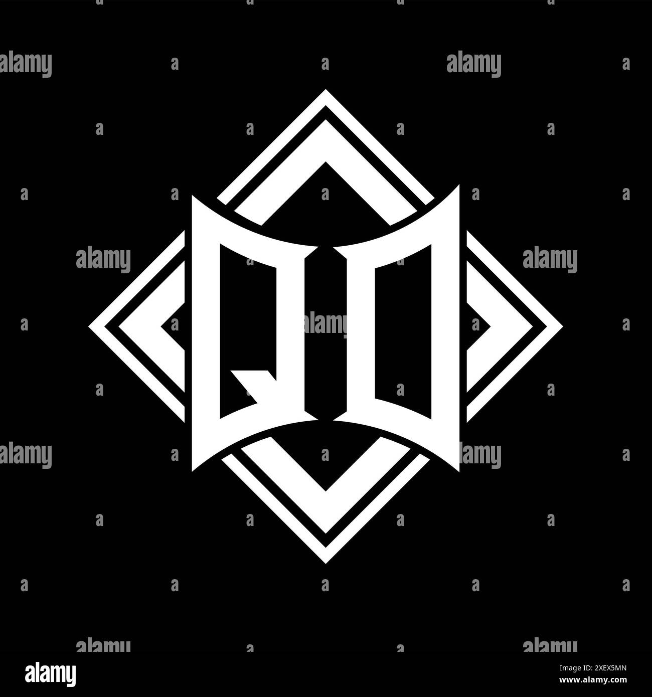 QD Letter logo with abstract shield shape with square white outline on ...
