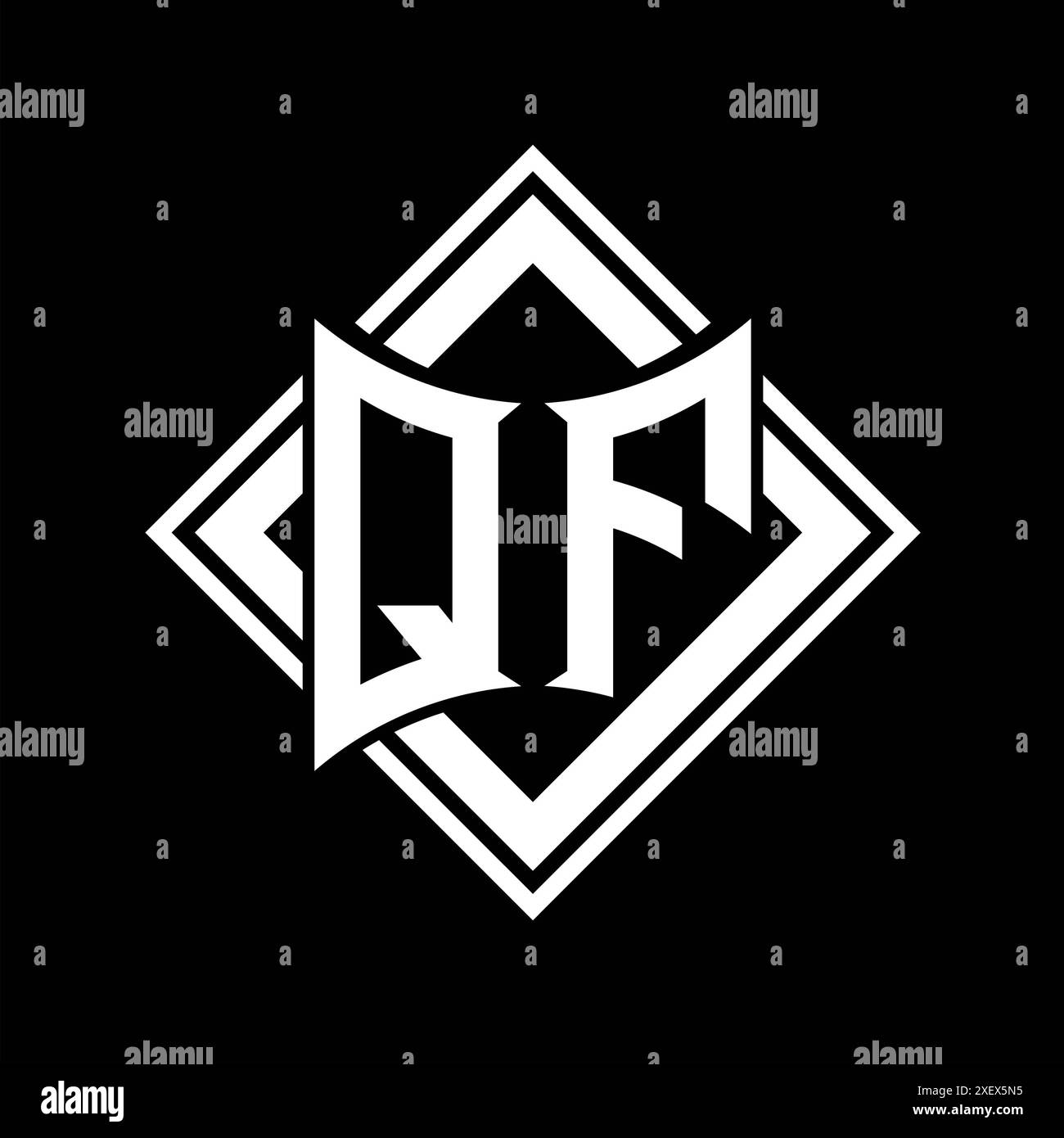 QF Letter logo with abstract shield shape with square white outline on ...