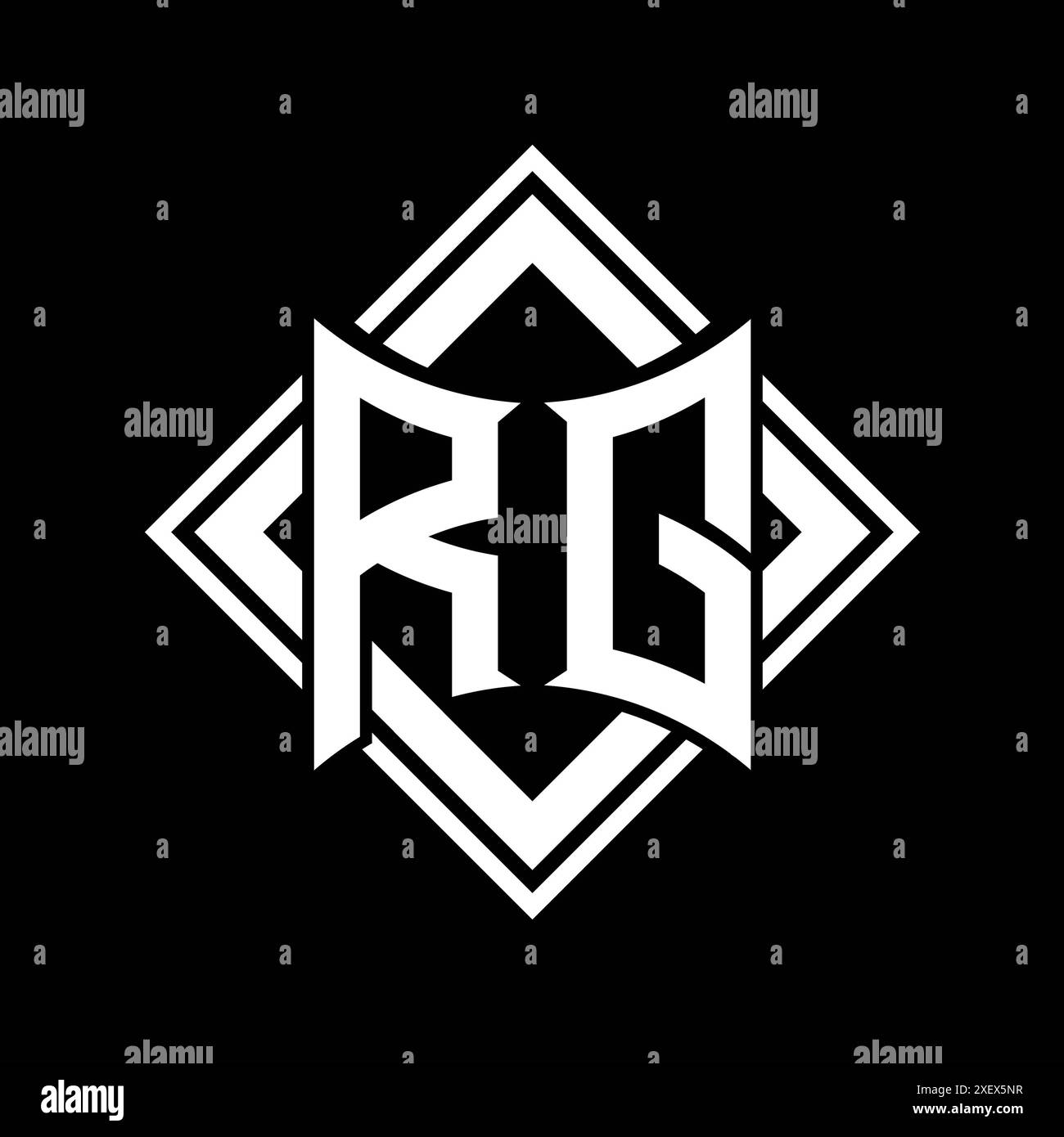 RG Letter logo with abstract shield shape with square white outline on ...