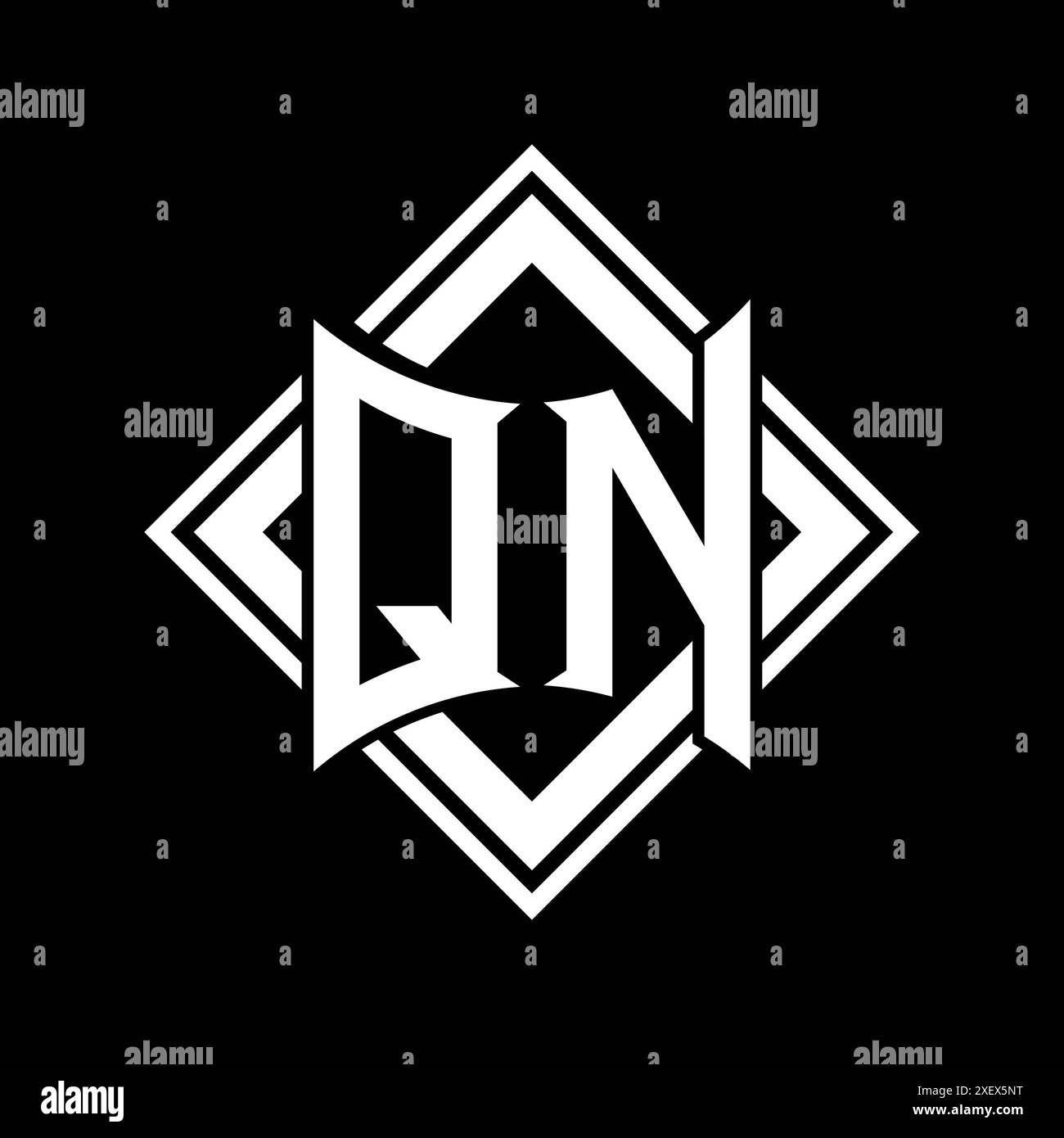QN Letter logo with abstract shield shape with square white outline on ...