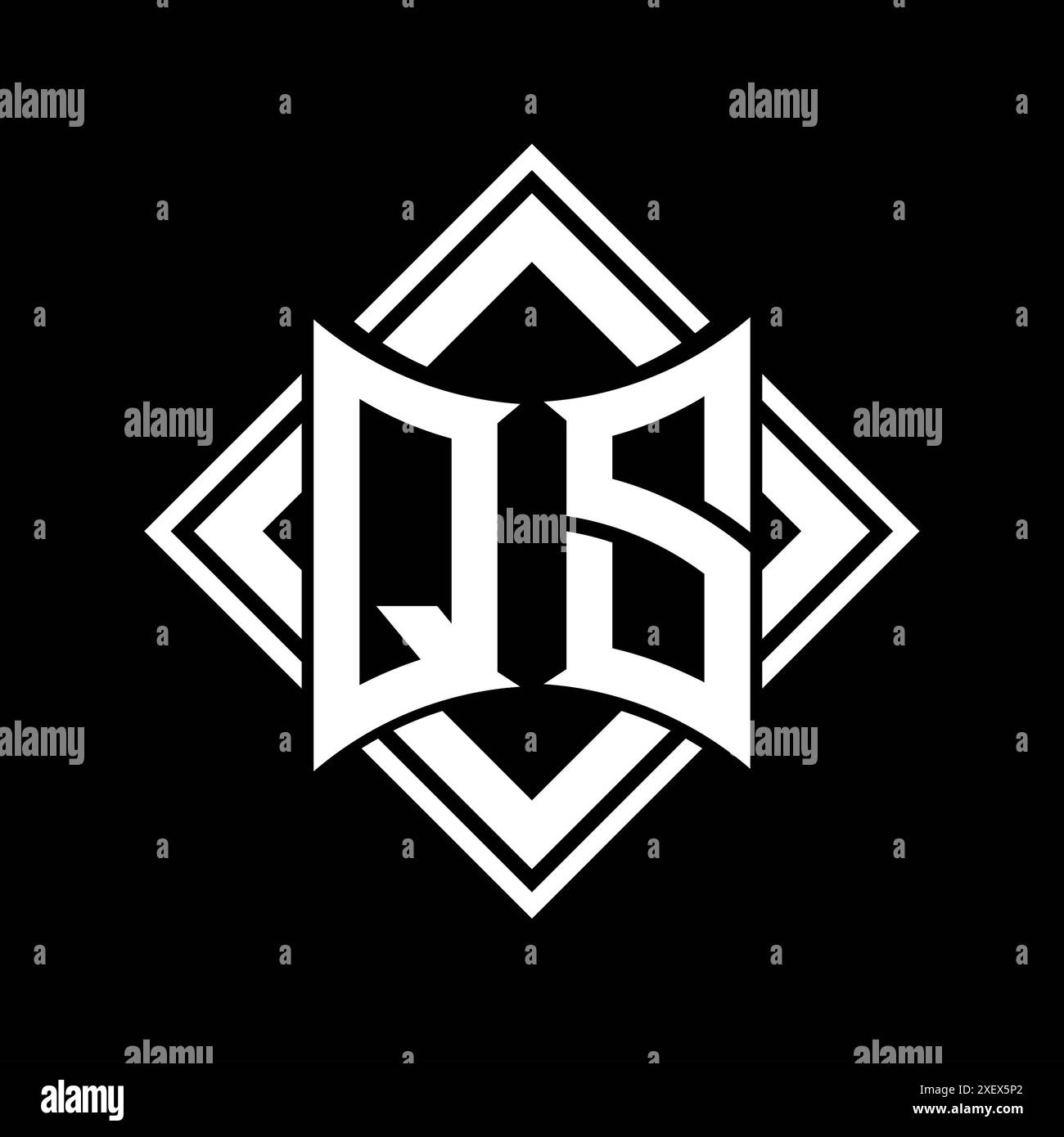 QS Letter logo with abstract shield shape with square white outline on ...